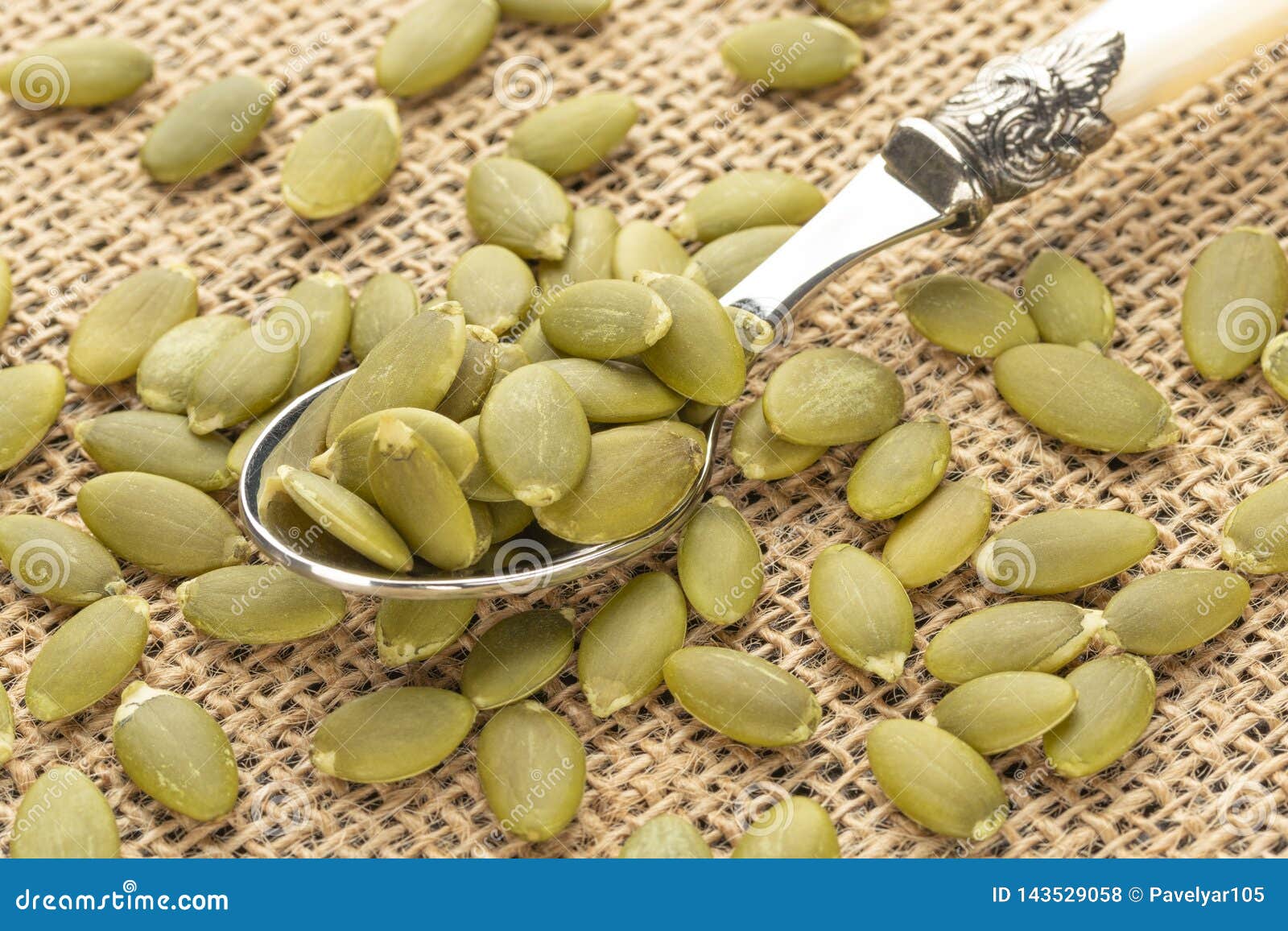 Pumpkin Seeds or Pips on a Dessert Spoon Stock Photo - Image of cooking ...