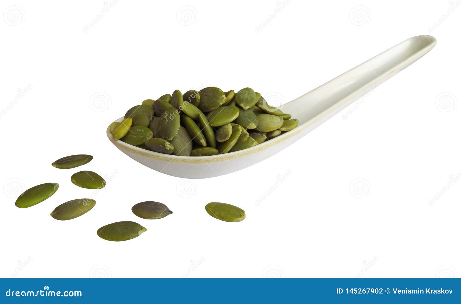 Pumpkin seeds in the spoon stock photo. Image of natural - 145267902