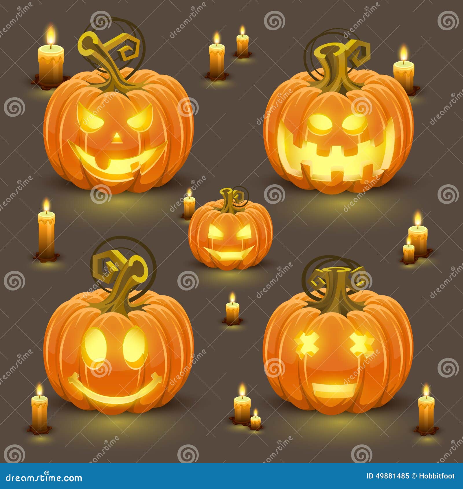 Pumpkin set with smile stock vector. Illustration of halloween - 49881485