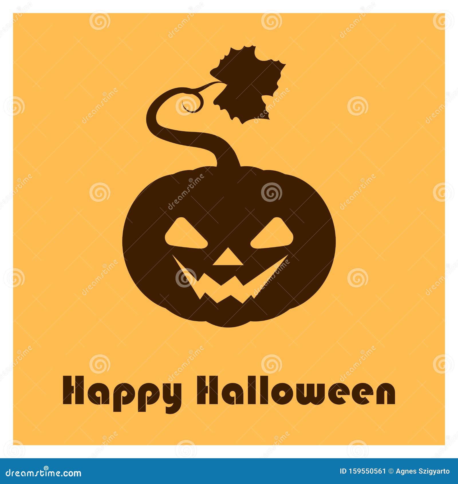 Pumpkin Silhouettes with Happy Halloween Text - Evil Face Stock Vector ...