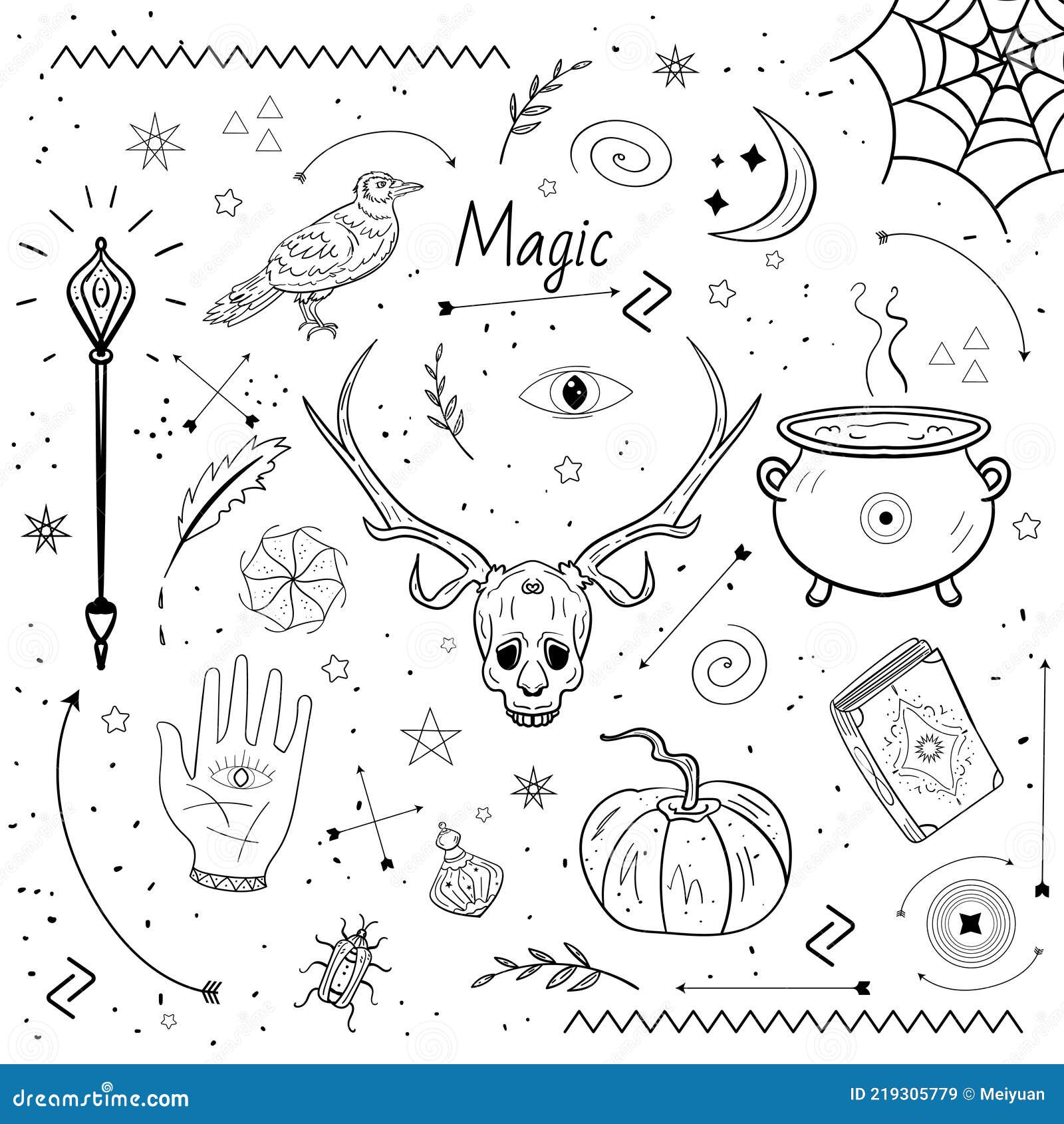 Mysticism, Esoteric, Occultism, Witchcraft Elements Illustration for ...