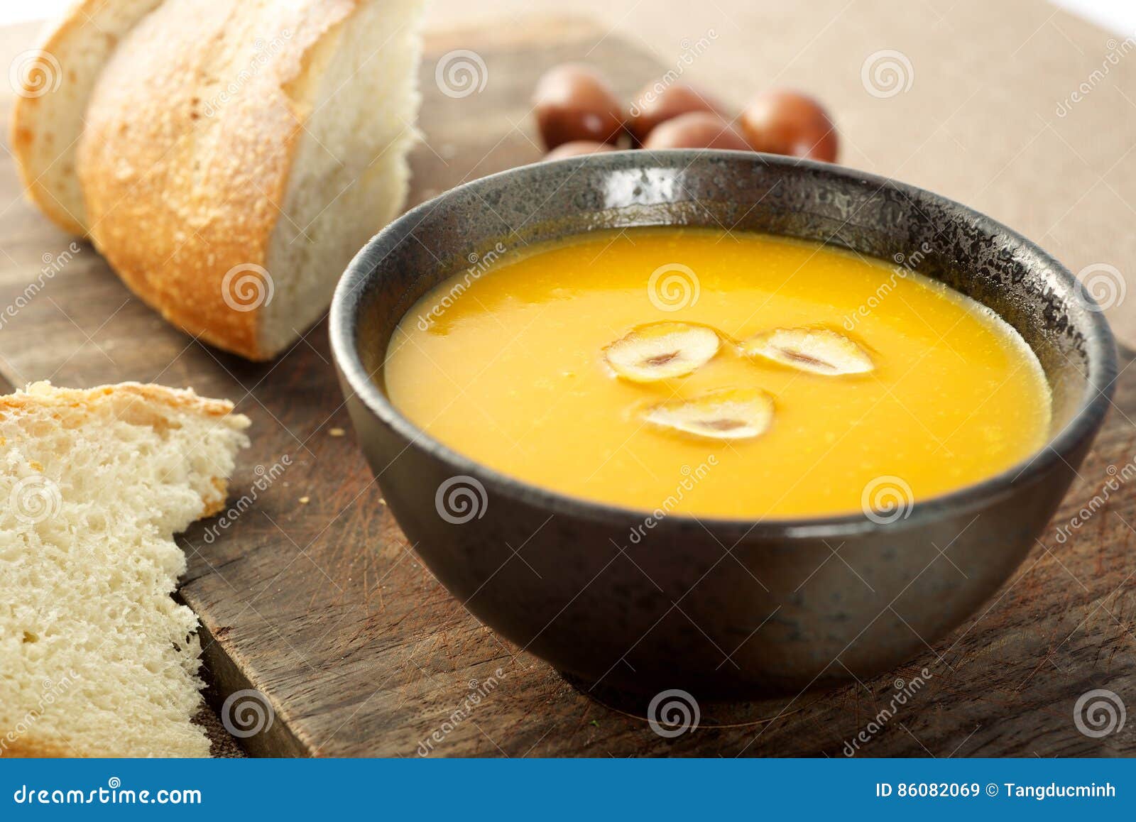 Pumpkin Soup with Chestnuts Stock Image - Image of cutting, vegetarian ...