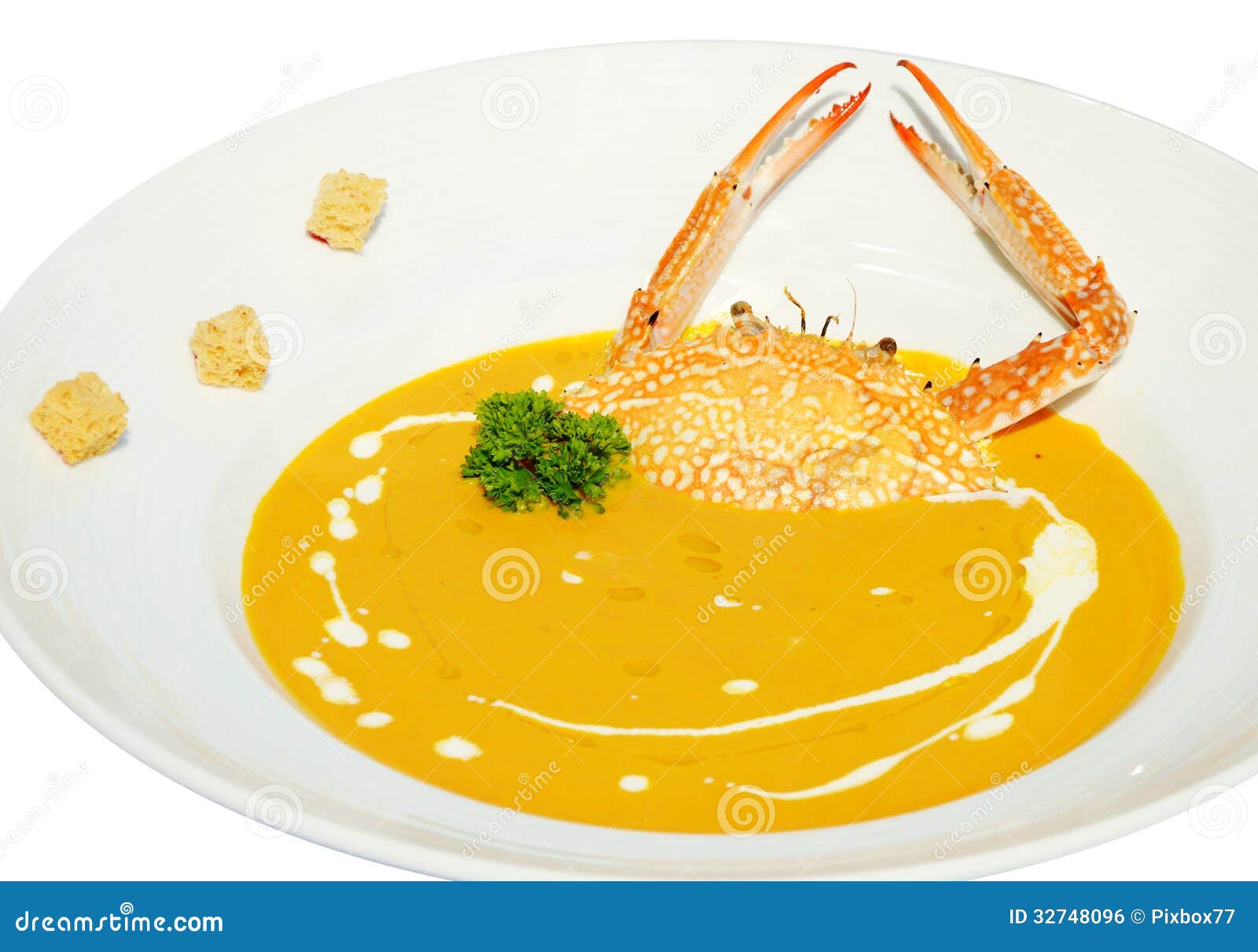 Pumpkin soup with crab stock photo. Image of cream, cooking - 32748096