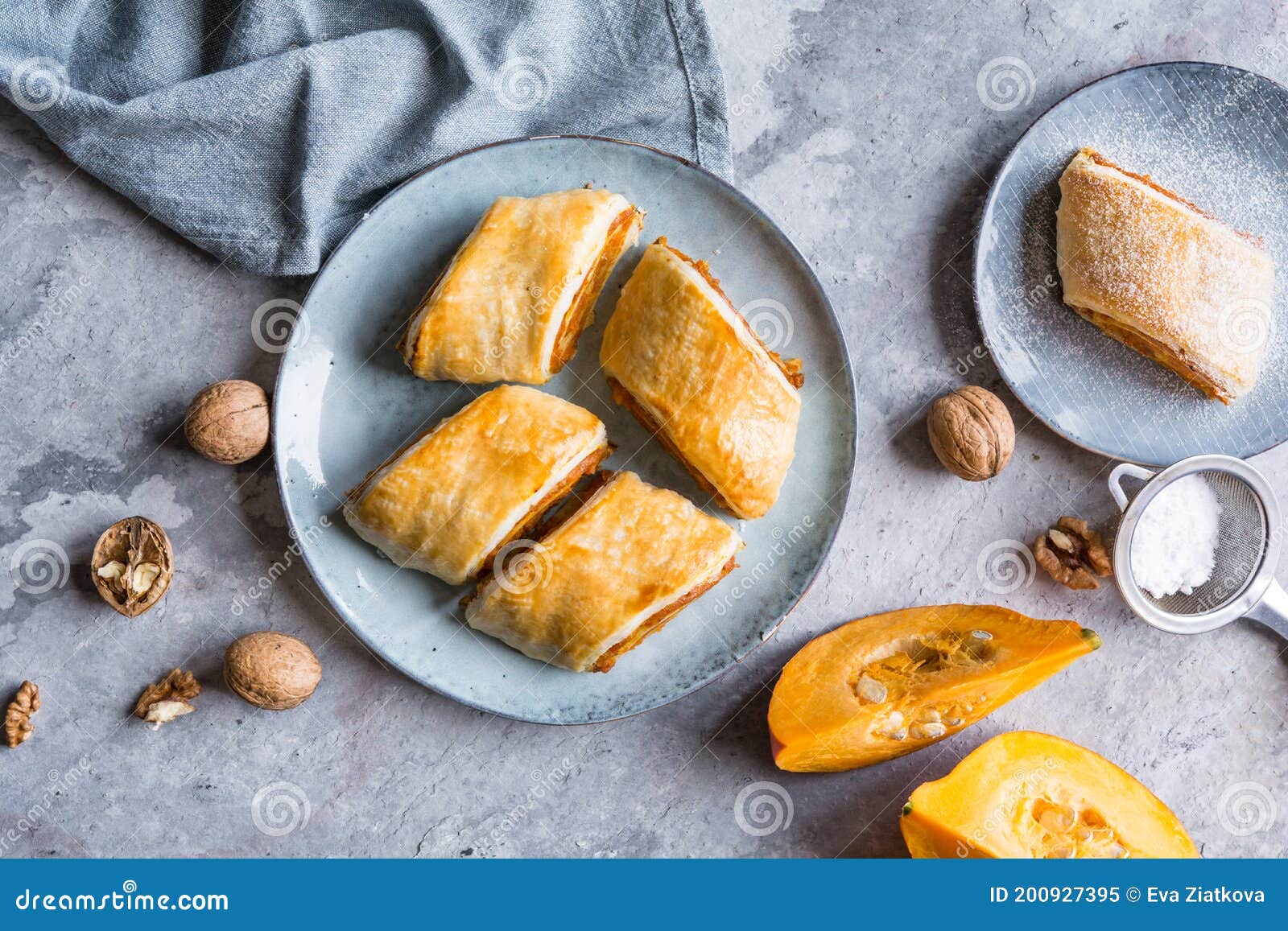 Pumpkin Strudel with Walnut and Cinnamon Stock Image - Image of autumn ...