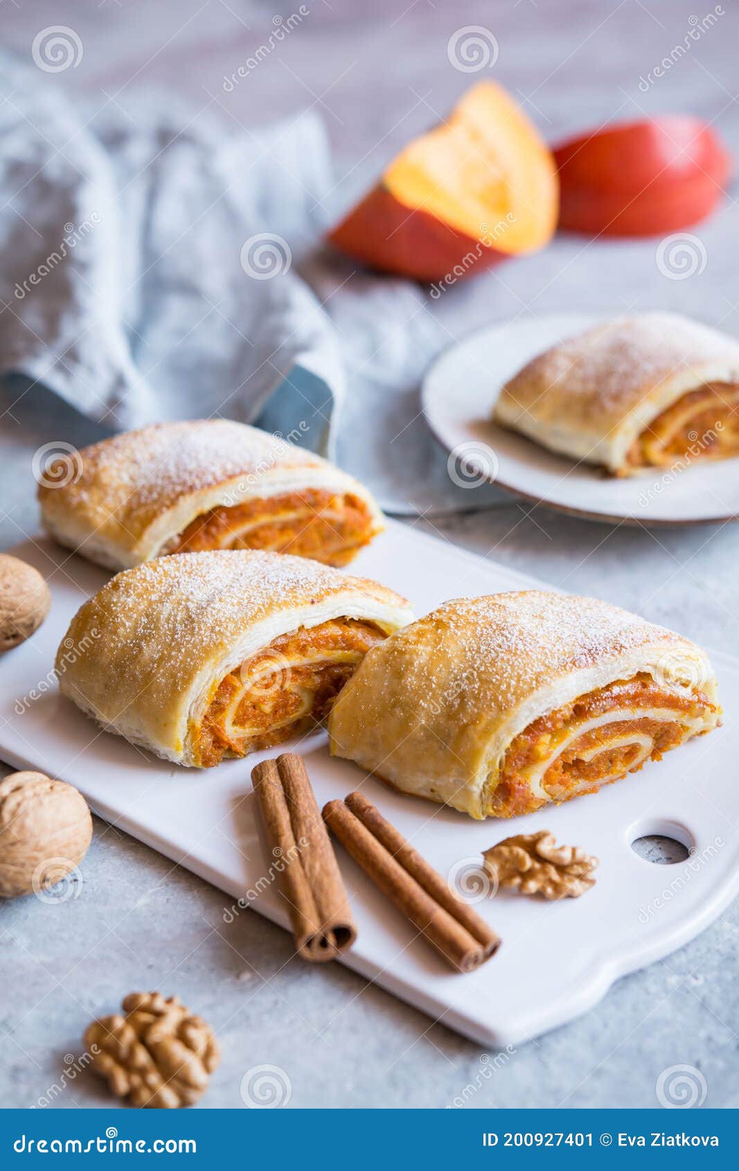 Pumpkin Strudel with Walnut and Cinnamon Stock Image - Image of ...