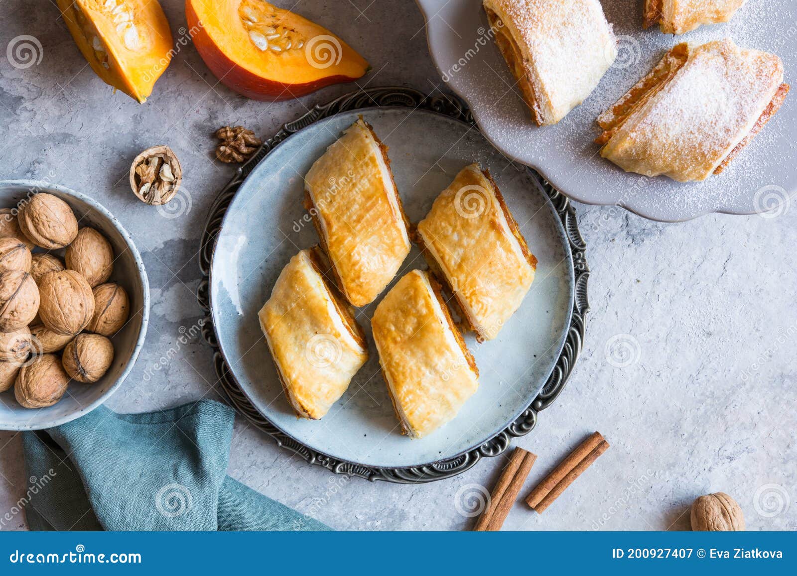 Pumpkin Strudel with Walnut and Cinnamon Stock Image - Image of chopped ...