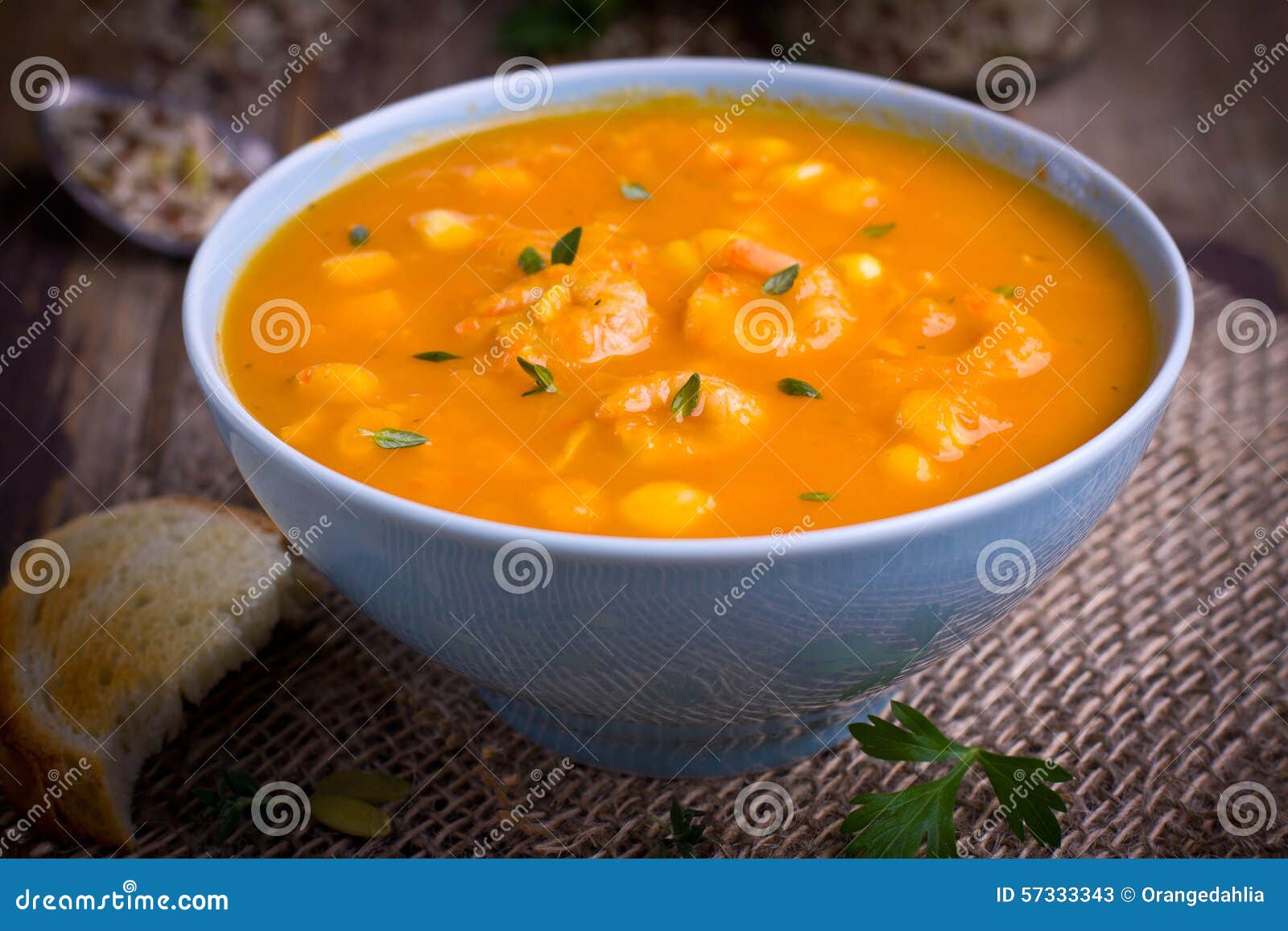 Pumpkin suop stock image. Image of seafood, plate, bowl - 57333343