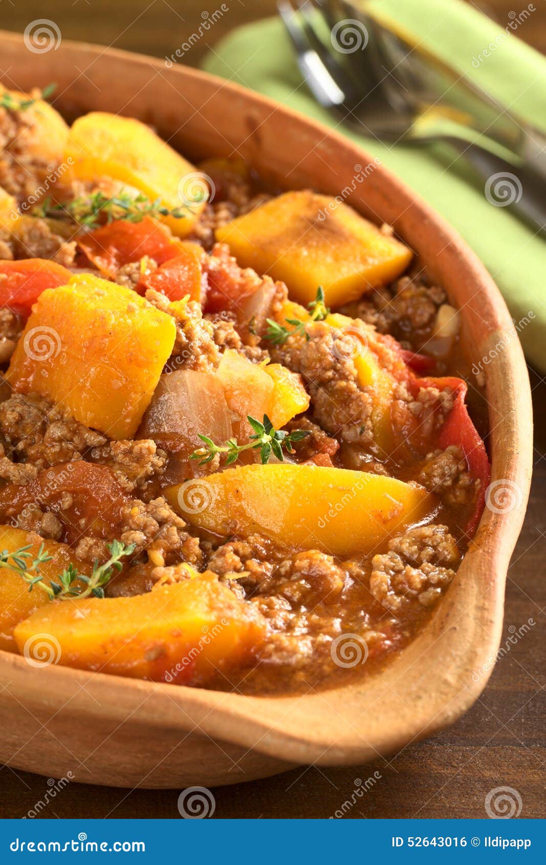 Pumpkin, Tomato, Mincemeat Dish Stock Photo - Image of focus, vertical ...