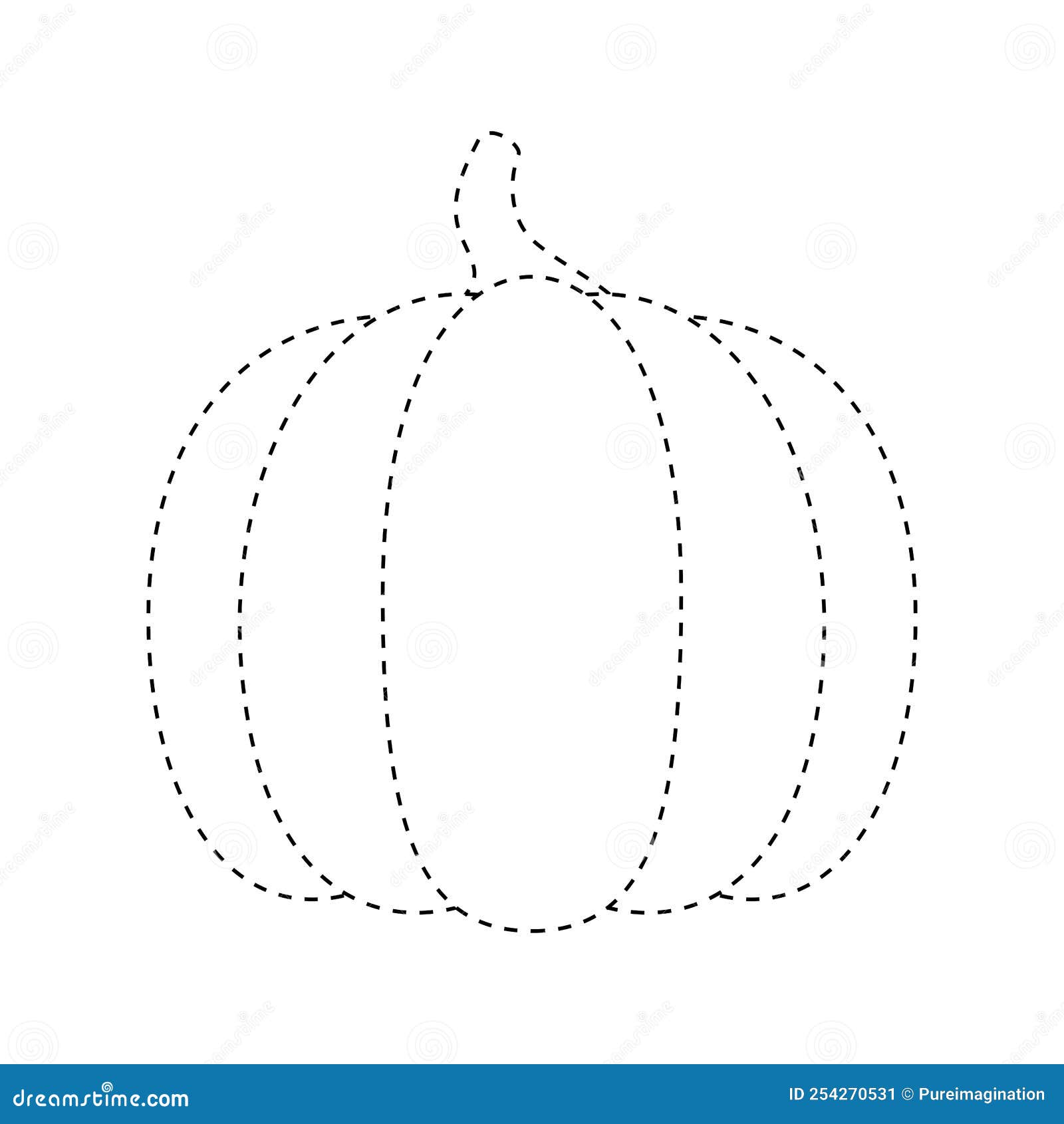 Pumpkin Tracing Worksheet for Kids Stock Vector - Illustration of food ...