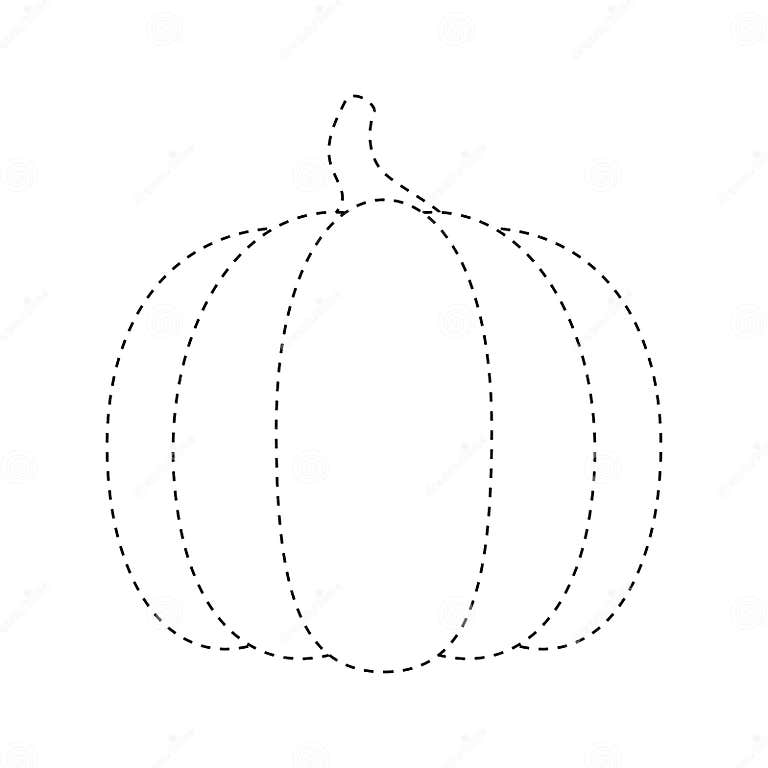 Pumpkin Tracing Worksheet for Kids Stock Vector - Illustration of food ...