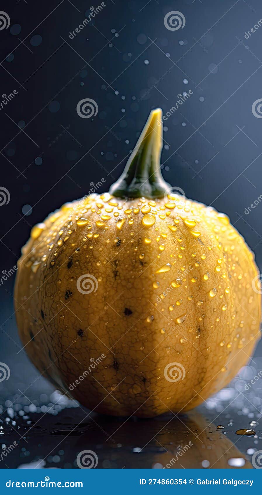 Pumpkin with Water Drops on a Dark Background. Shallow Depth of Field ...