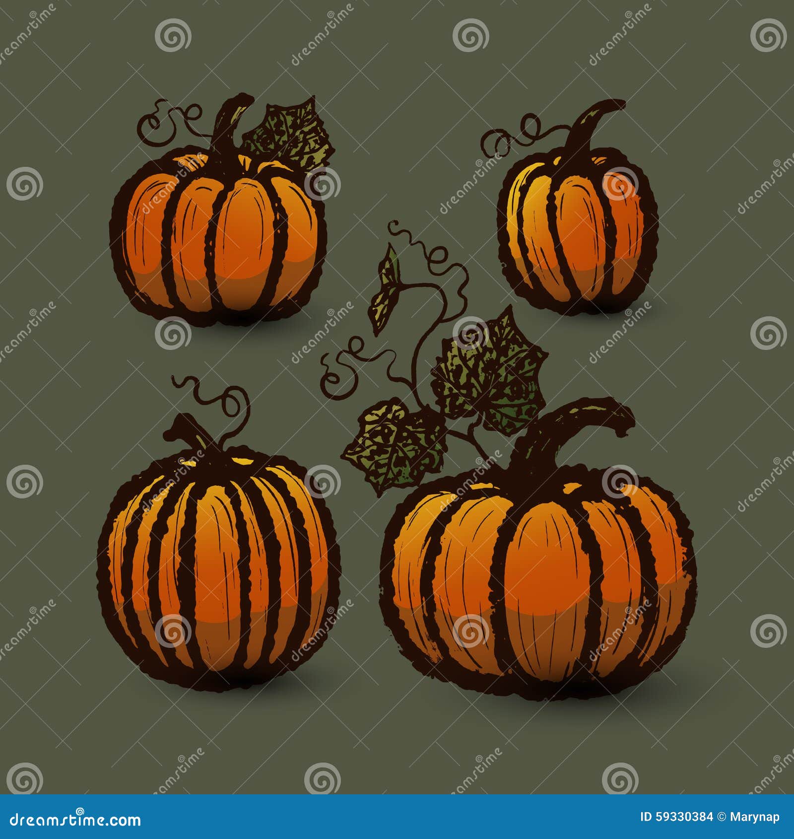 Pumpkins Collection/Ink Hand Drawn Pumpkins Set/Vector Pumpkins Stock Vector - Illustration of ...