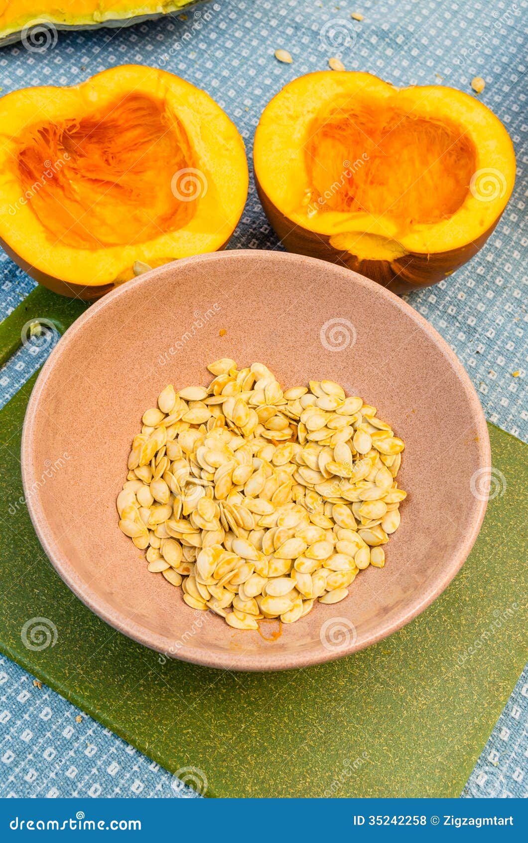 Pumpkins Cut in Half To Extract the Seeds Stock Photo - Image of opened ...