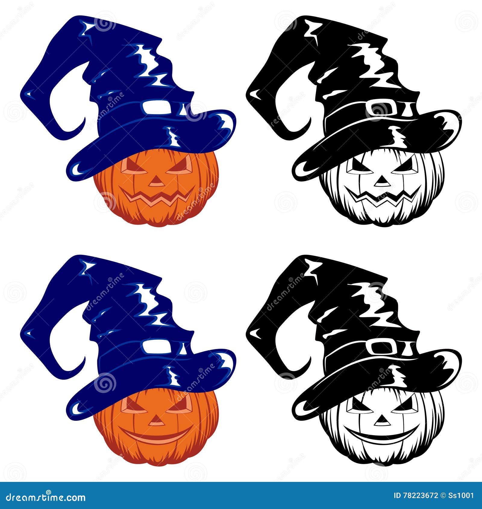 Pumpkins in hat stock vector. Illustration of head, party - 78223672