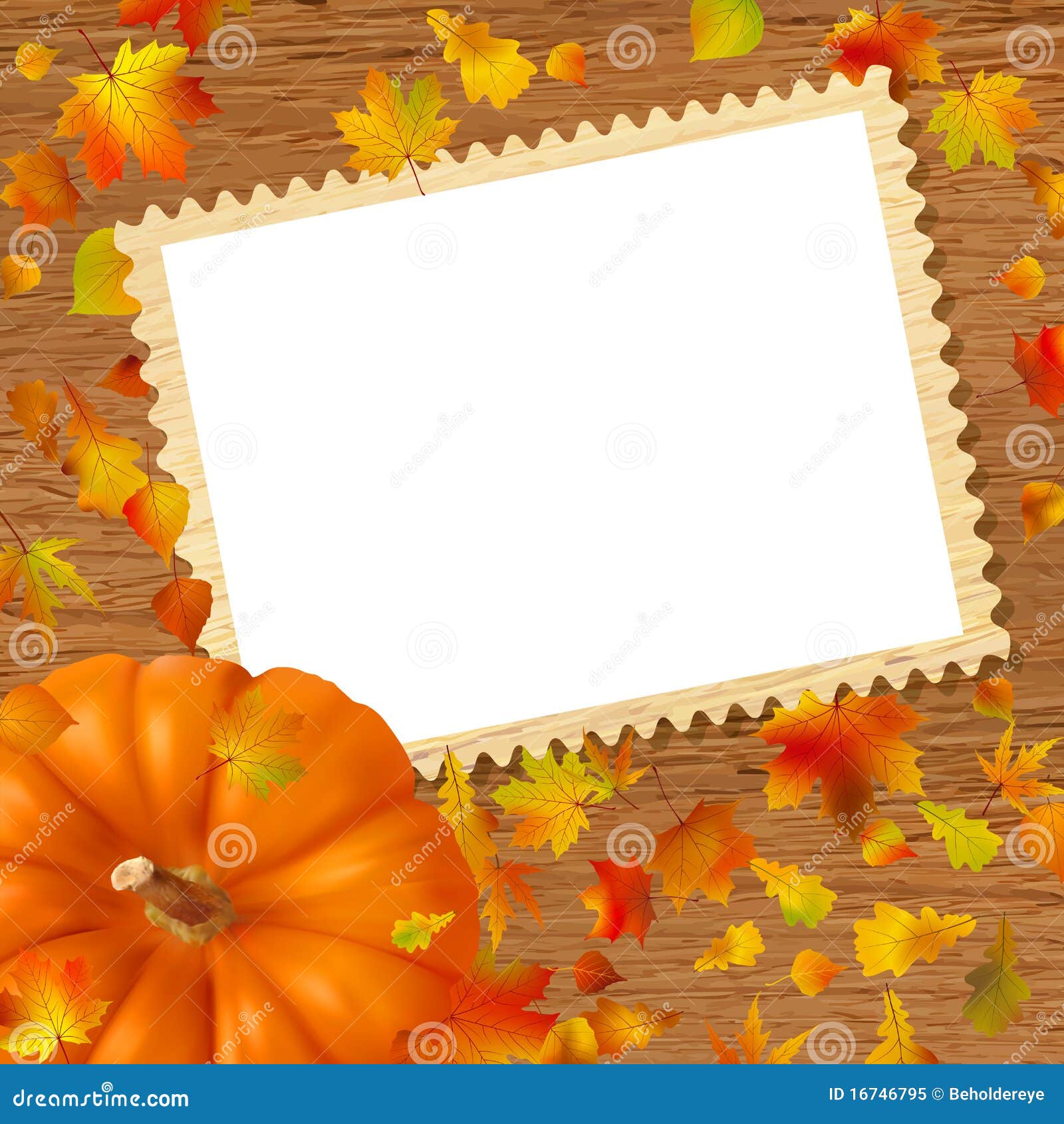 Pumpkins and Leaves on Frame. Stock Illustration - Illustration of ...