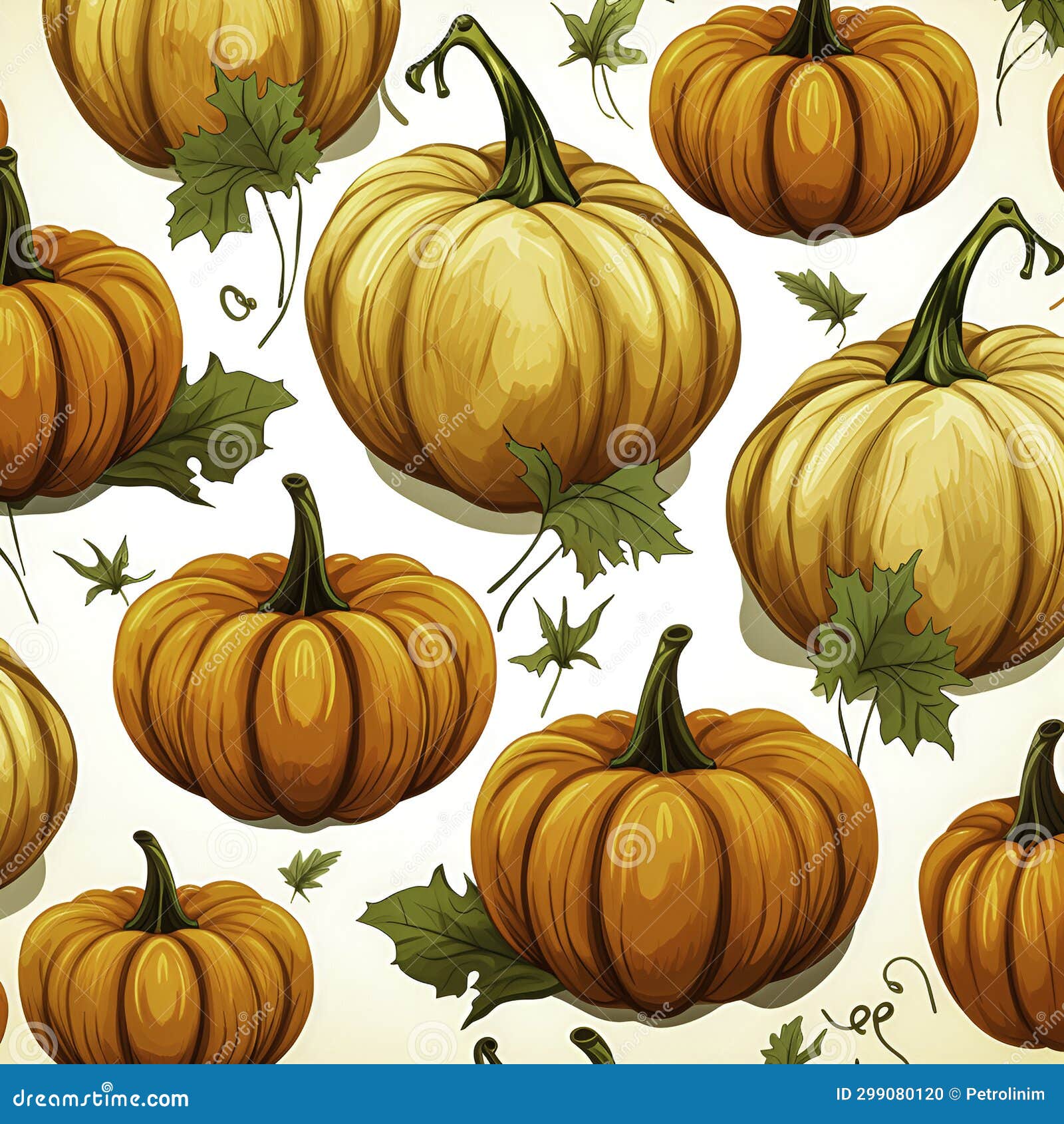Pumpkins Pattern on White Background Stock Illustration - Illustration ...