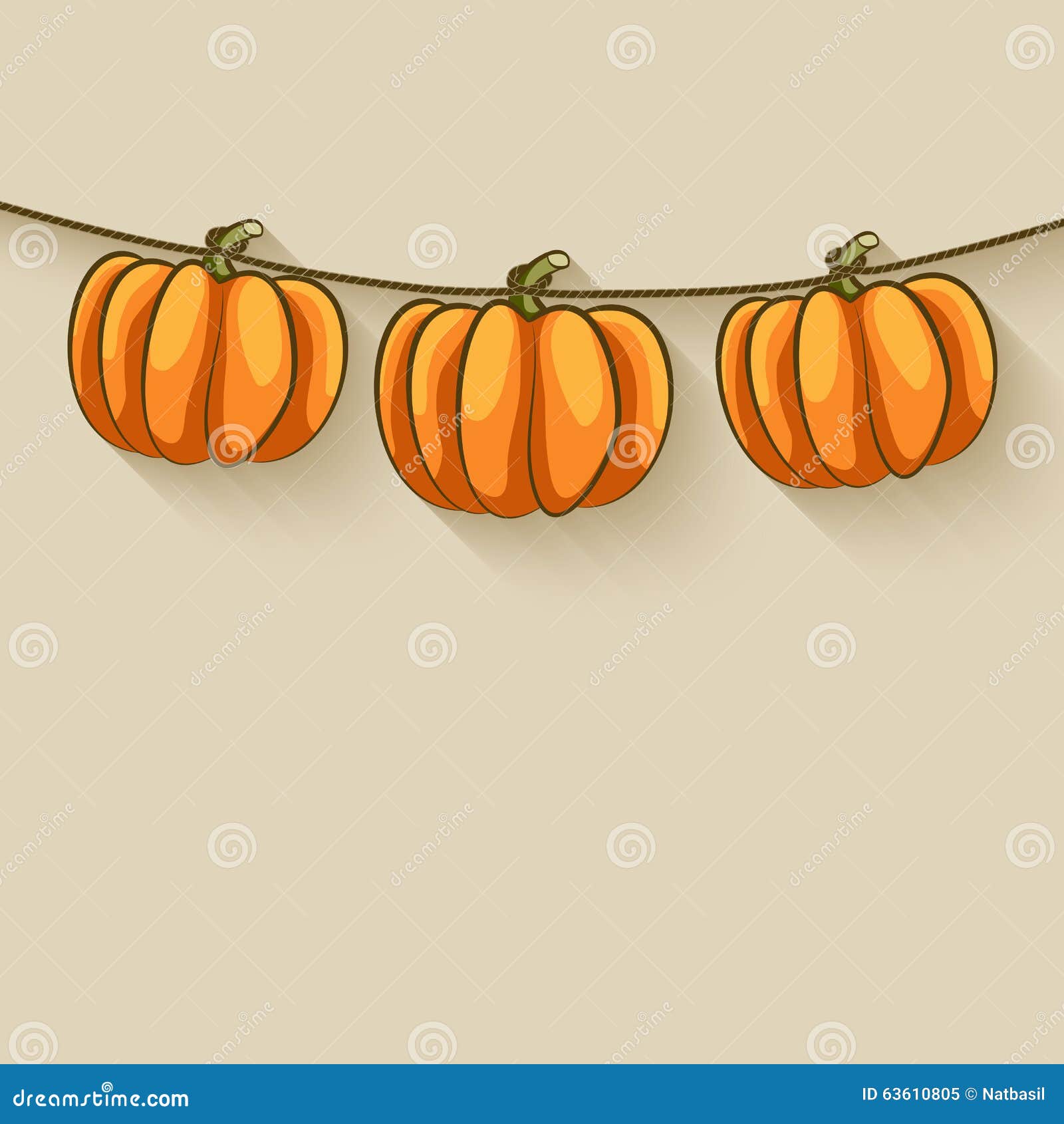 Pumpkins on Rope. Thanksgiving Background Stock Vector - Illustration ...