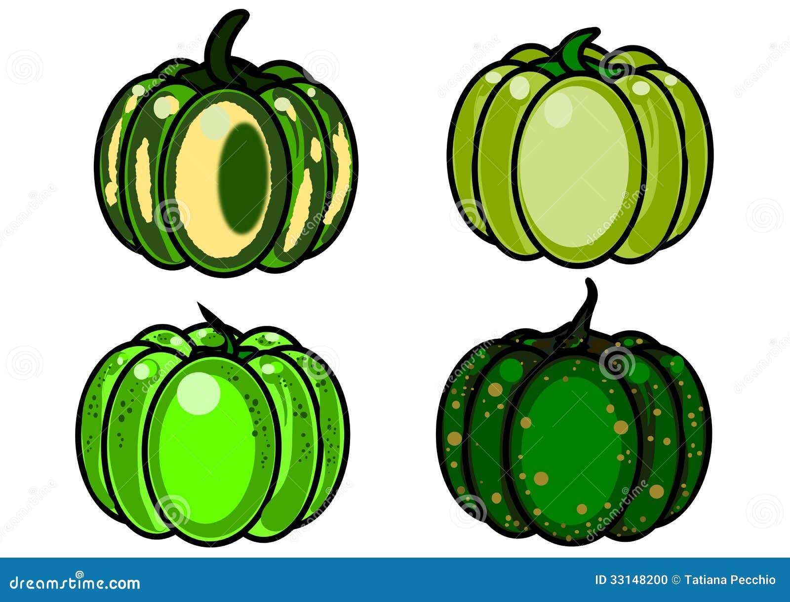 4 Pumpkins on a White Background Stock Illustration - Illustration of ...
