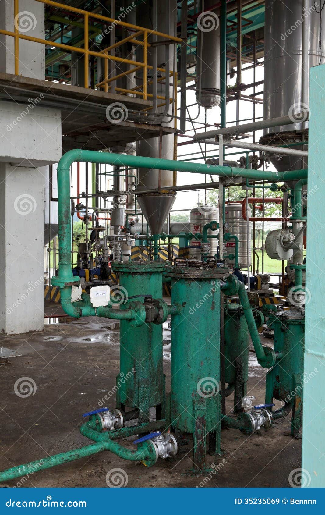 Pumps and piping system stock image. Image of blue, steel - 35235069