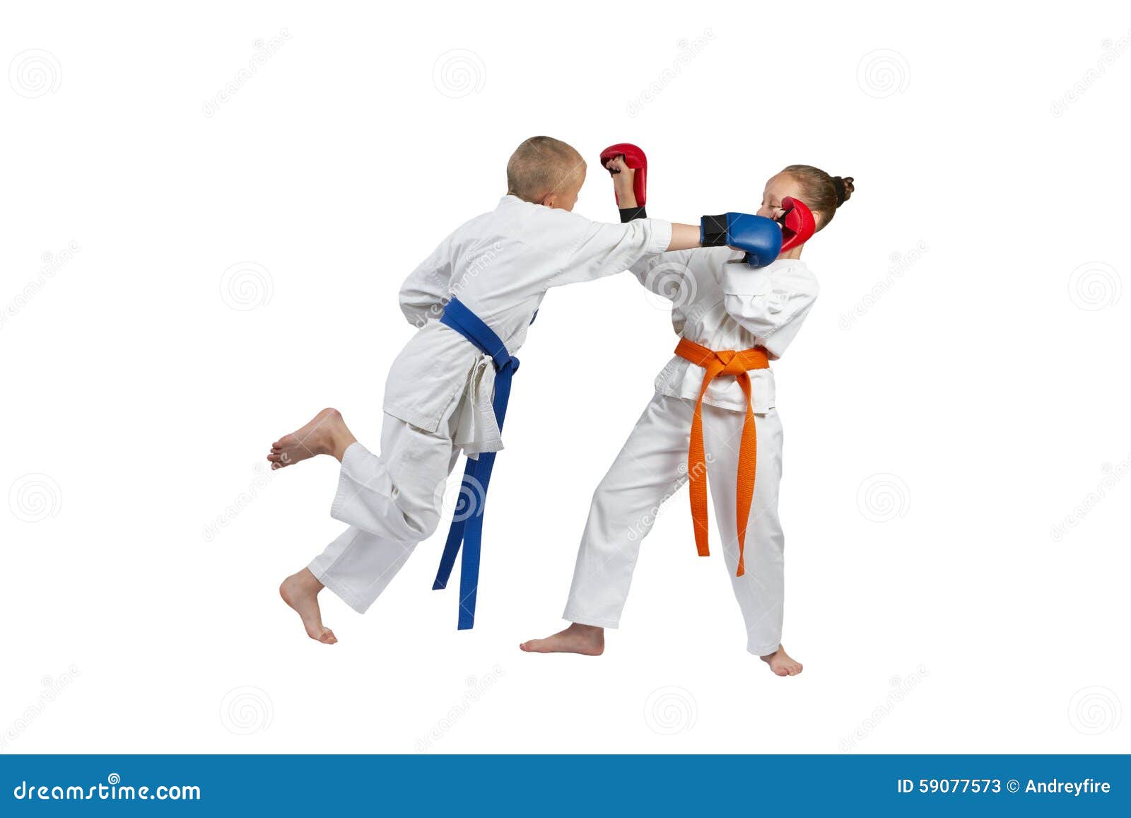 Punch Arm in a Jump in the Performance of an Athlete in Karategi Stock ...