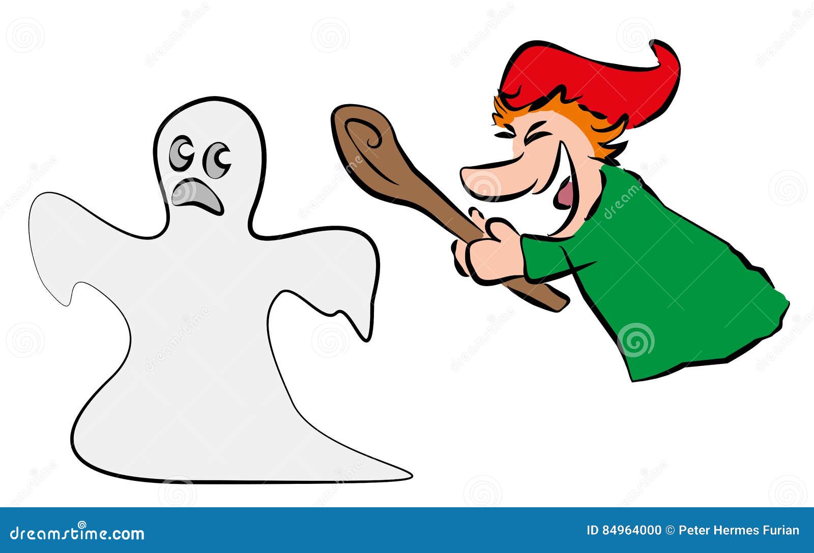 Punch Chases Ghost Away stock vector. Illustration of horror - 84964000