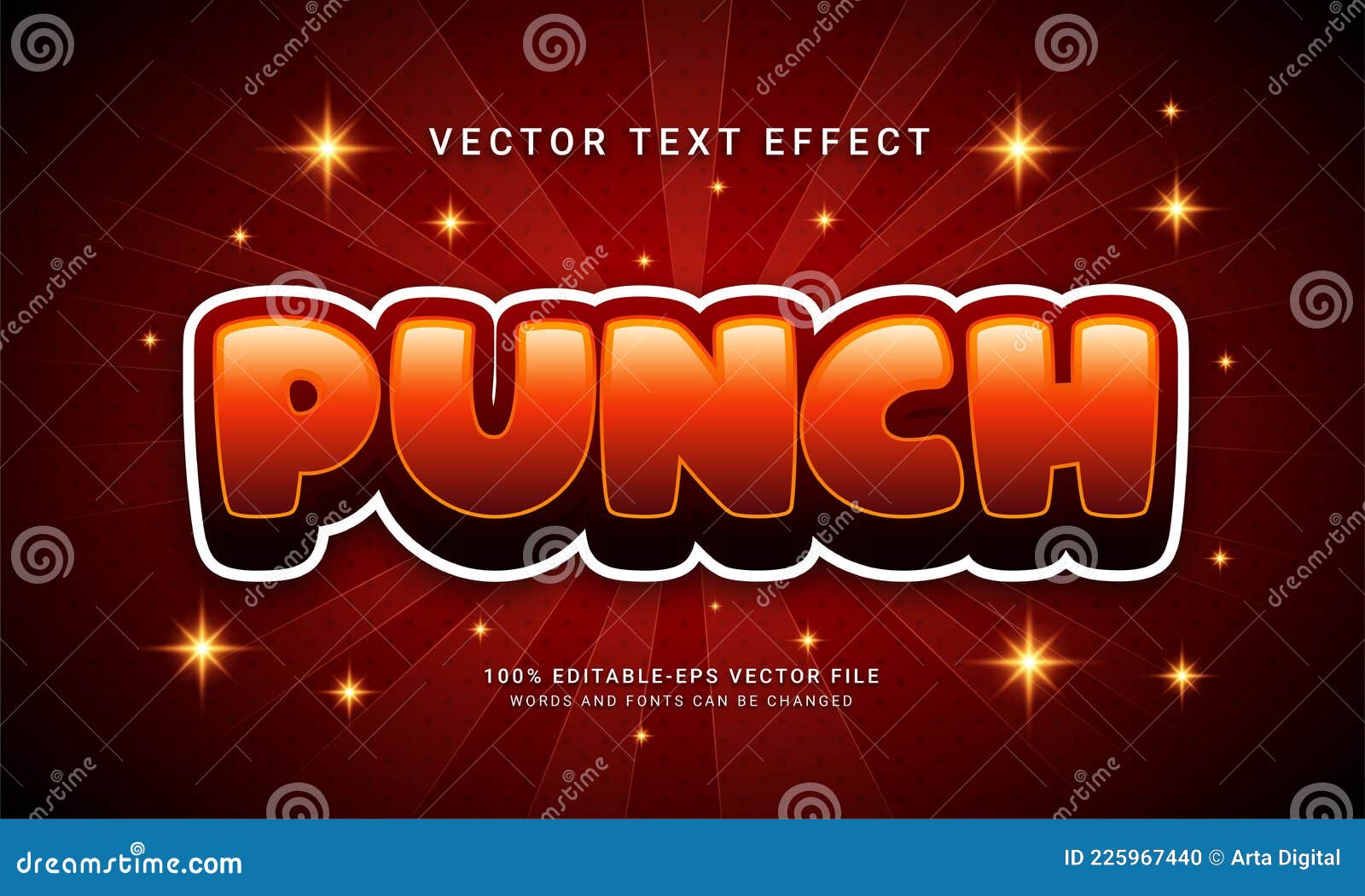 Punch 3d Text Style Effect with Red Color Stock Vector - Illustration ...