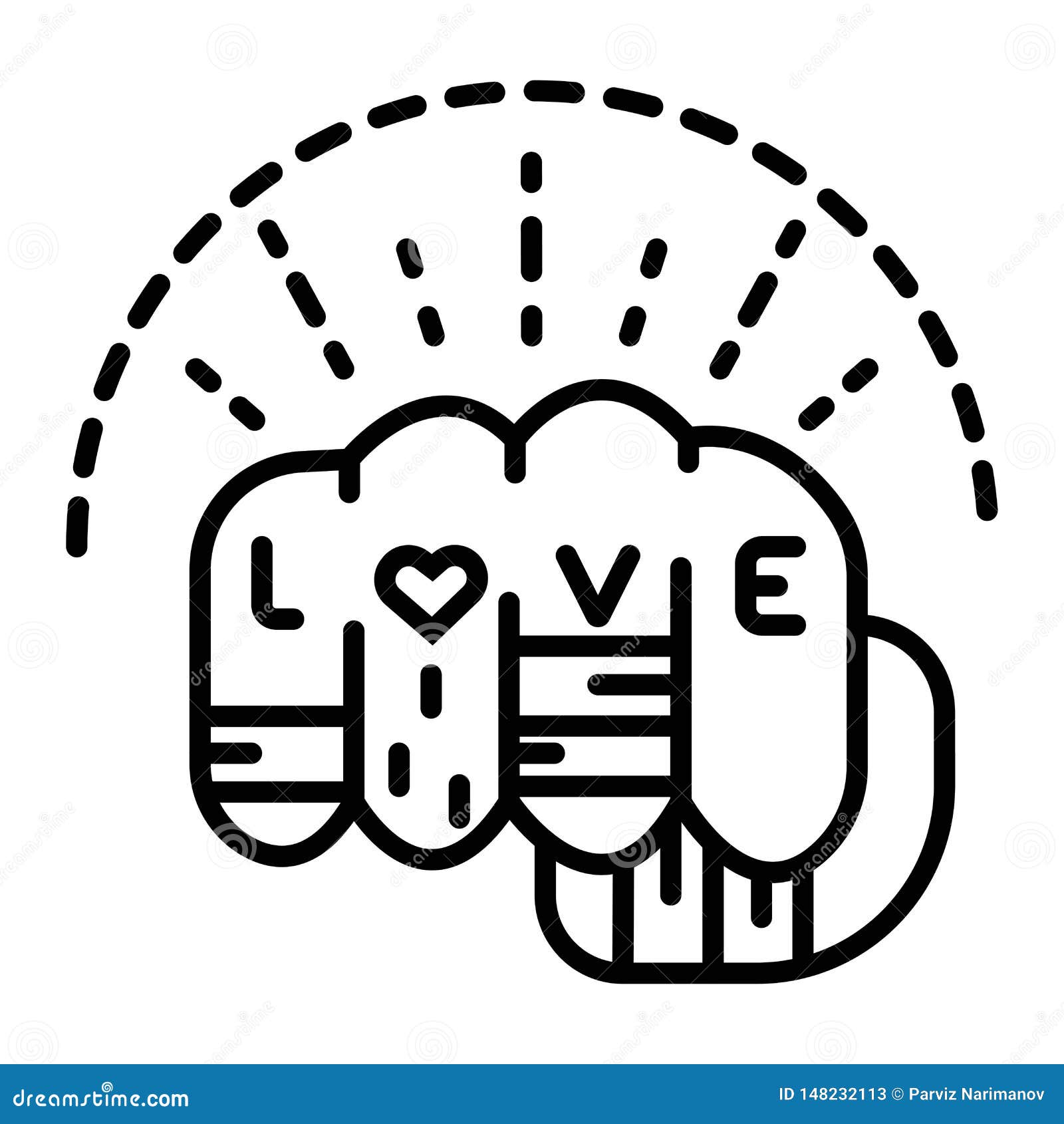 Punch Fist Hand Linear Logo Mark In Black And White Vector Illustration ...