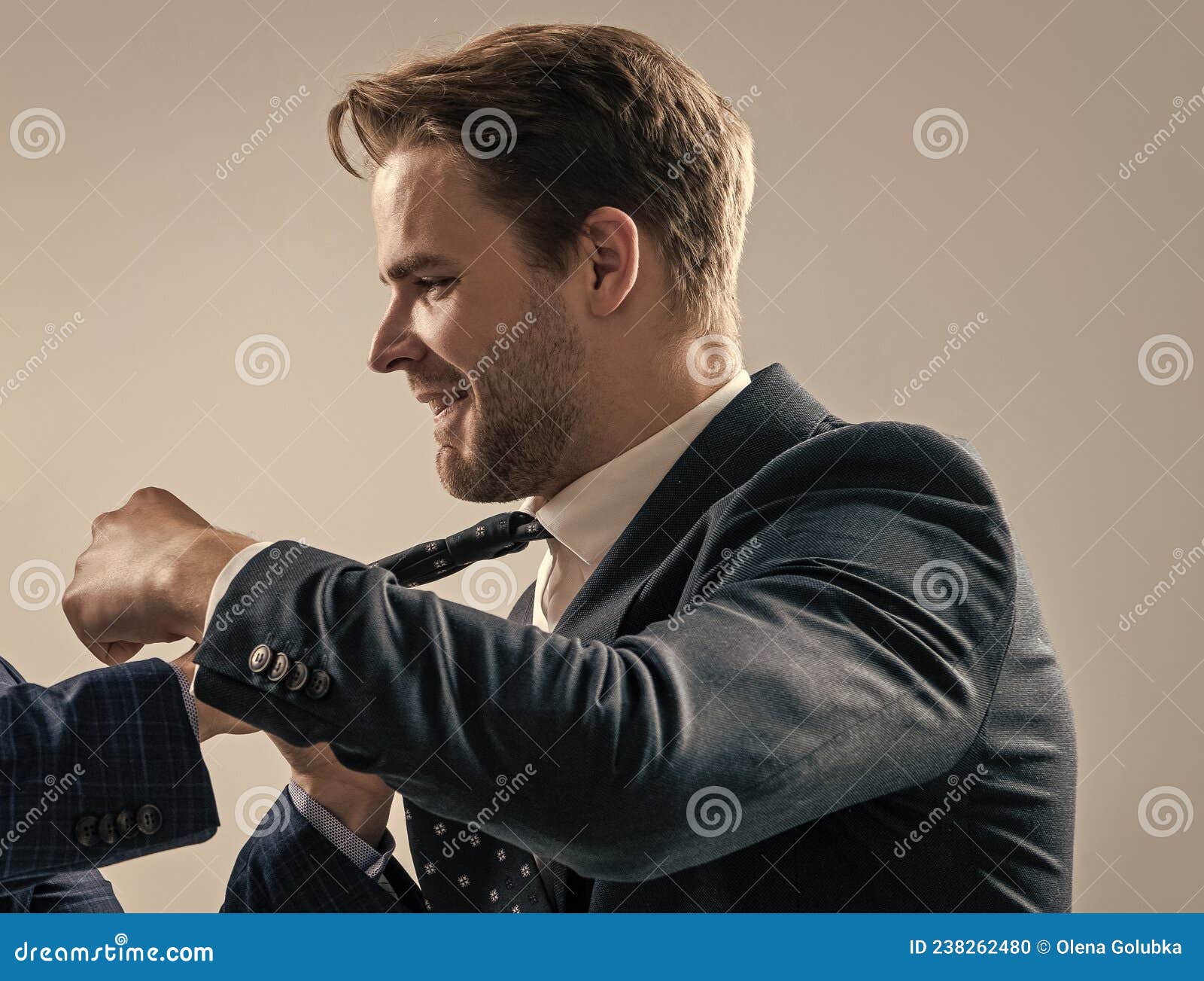 Punch Given in Response. Professional Man Punch Being Pulled by Necktie ...