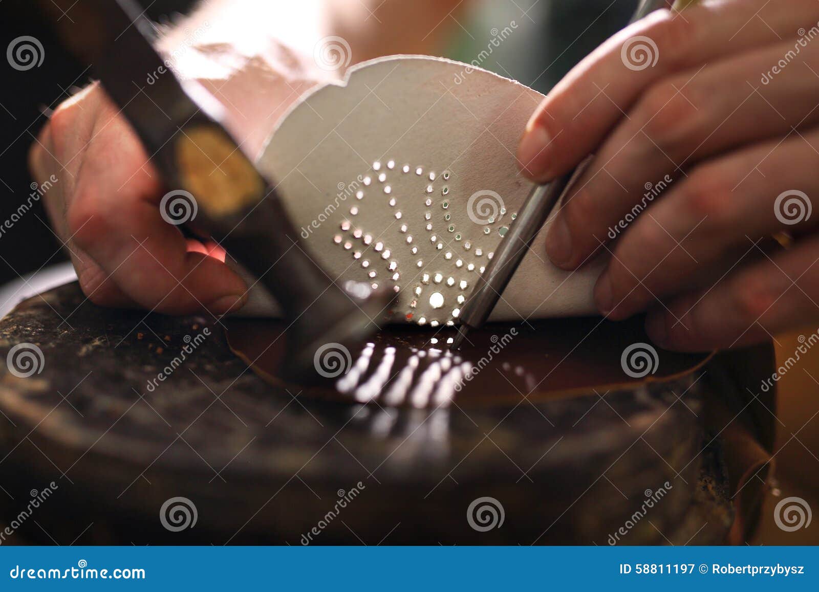 Punch leather shoes. stock image. Image of footwear, cork - 58811197