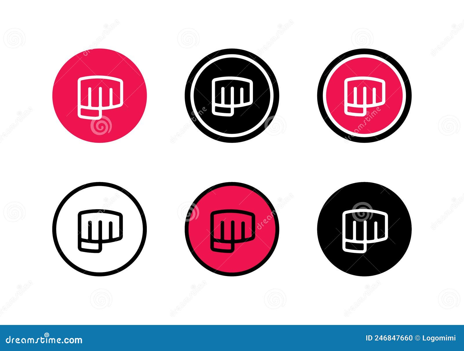 Punch Logo Set, Clenched Fist Icon Vector Stock Vector - Illustration ...