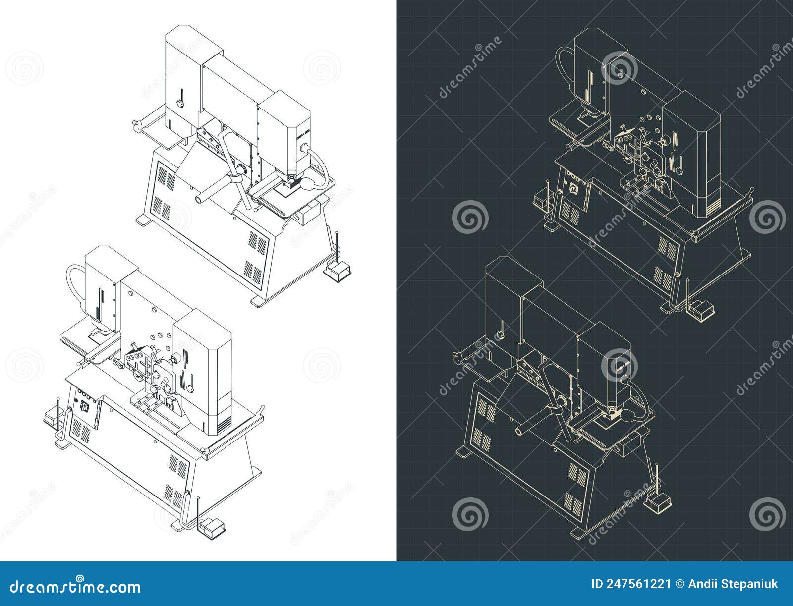 Punch Machine Isometric Blueprints Stock Vector - Illustration of press ...