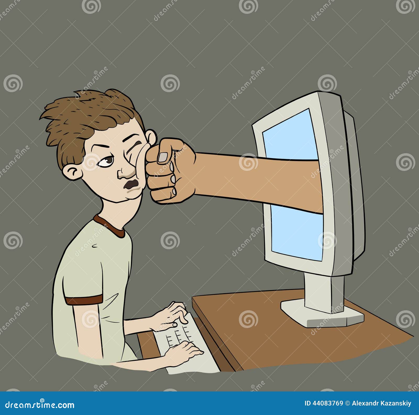 Punch from monitor stock vector. Illustration of aggression - 44083769