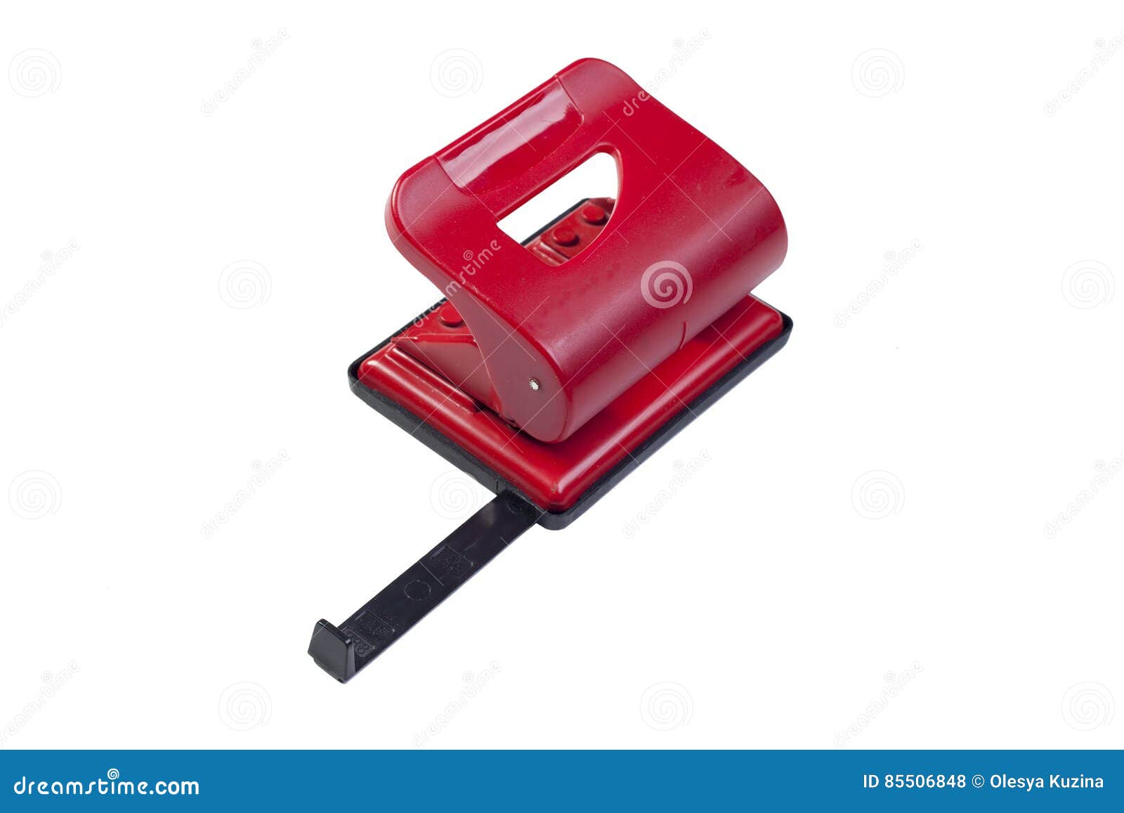 Red Office Paper Hole Puncher, Isolated on White Stock Photo - Image of ...