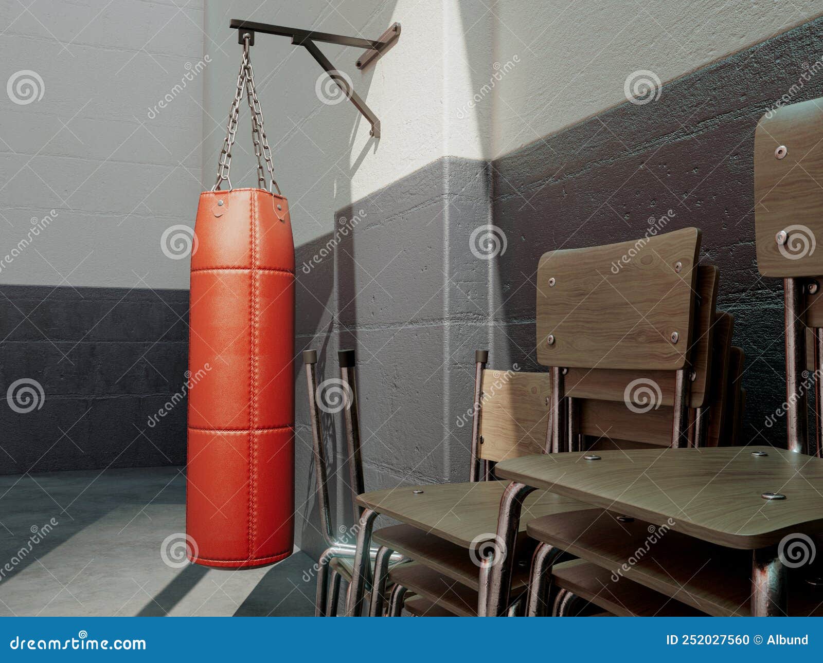 Punching Bag in Room stock illustration. Illustration of boxing - 252027560