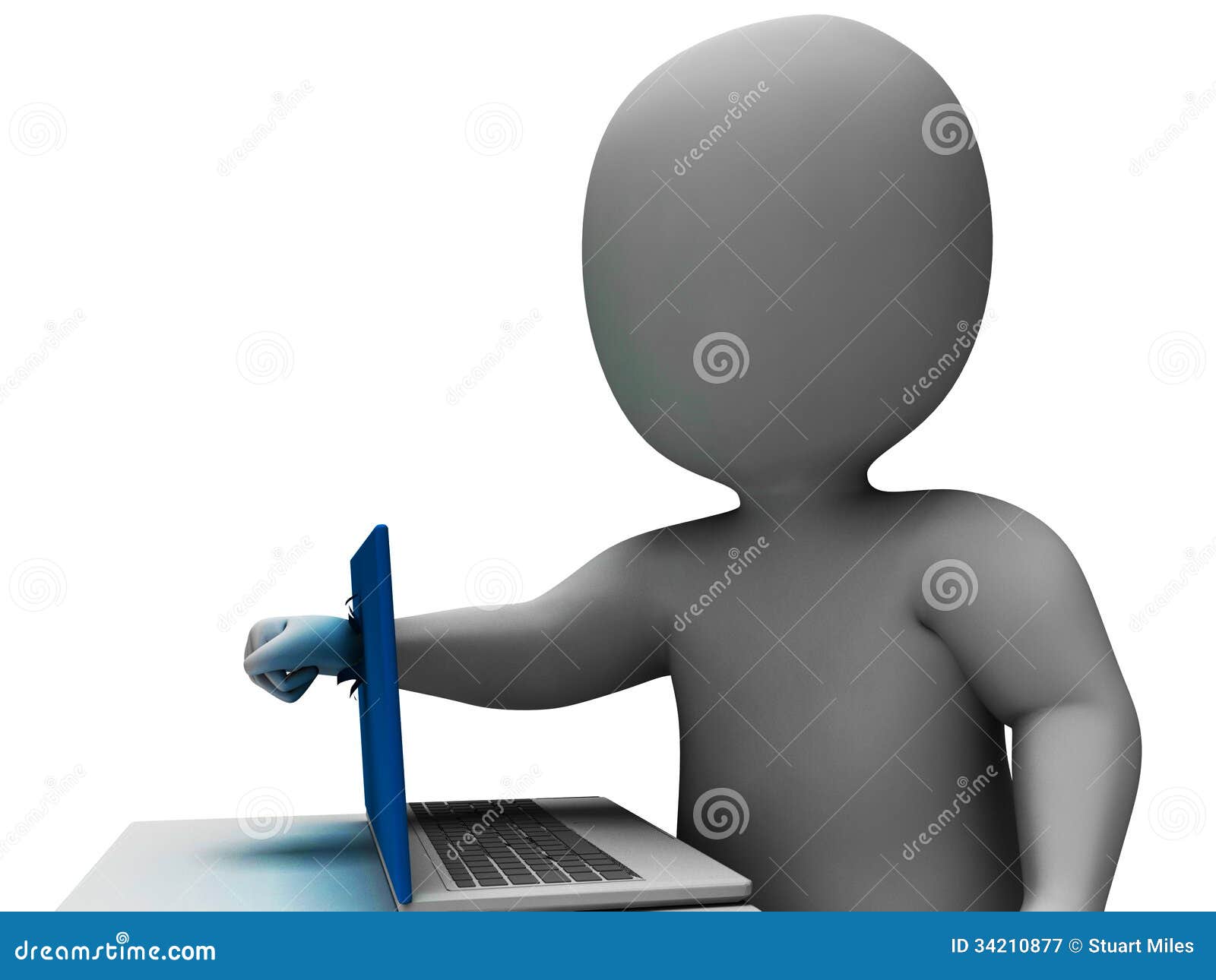 Punching Computer Showing Anger and Stress Stock Illustration ...