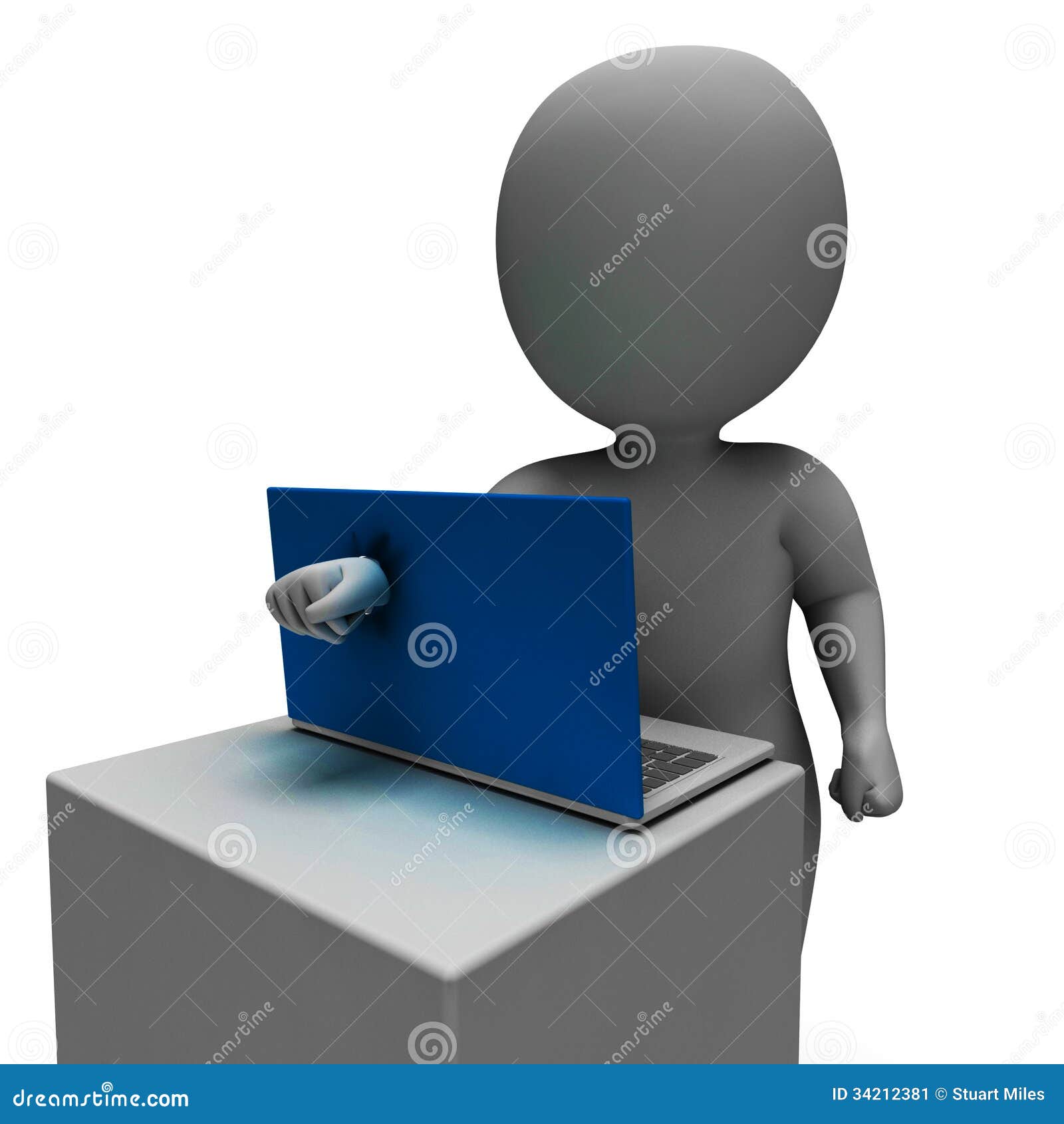 Punching Computer Shows Anger and Stress Stock Illustration ...