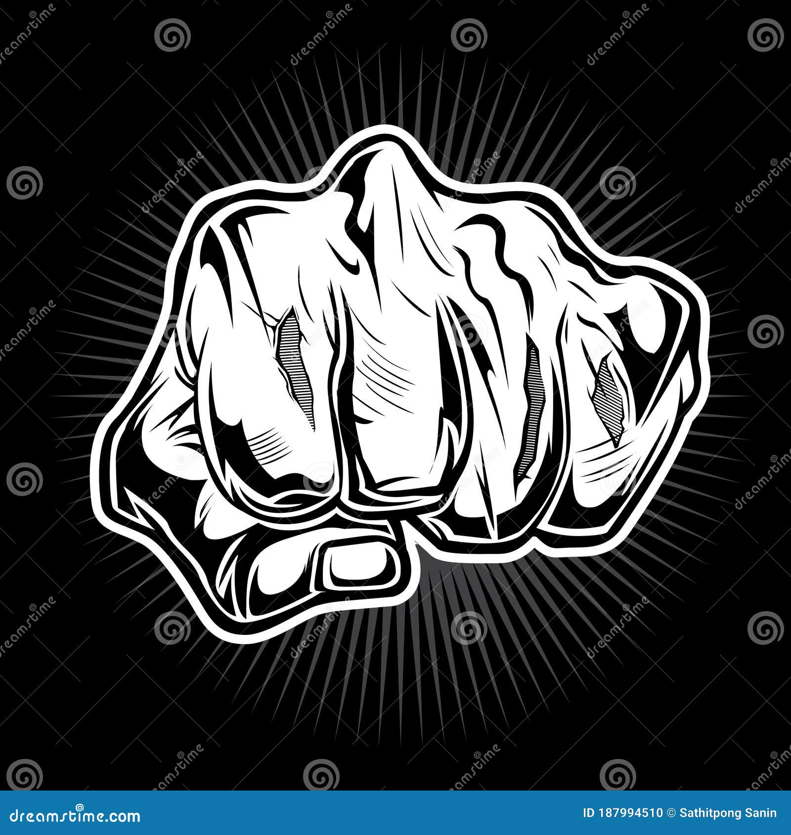 Punching Hand With Clenched Fist Vector Illustration | CartoonDealer ...