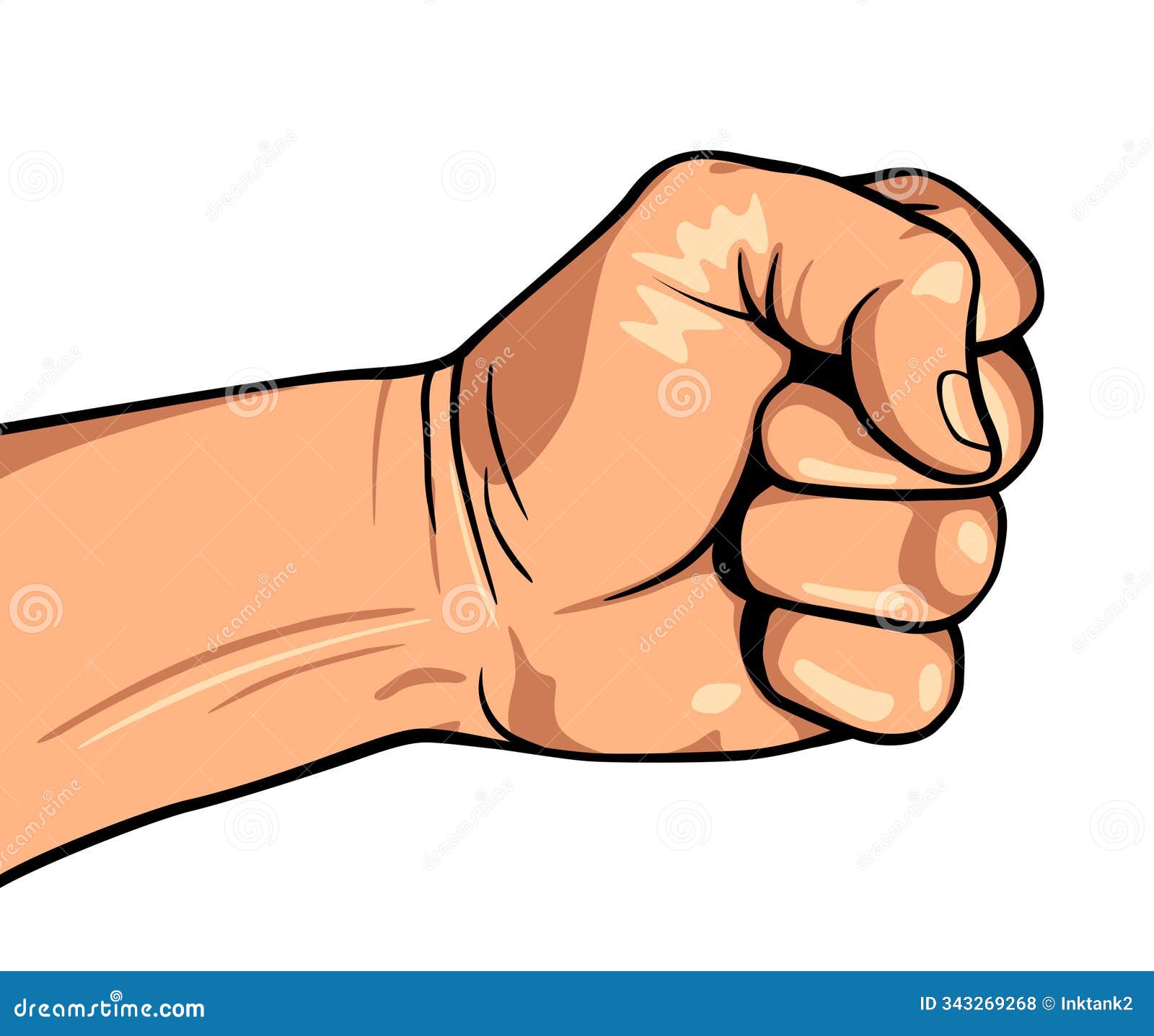 Punching Left Fist Side View Stock Vector - Illustration of powerful ...