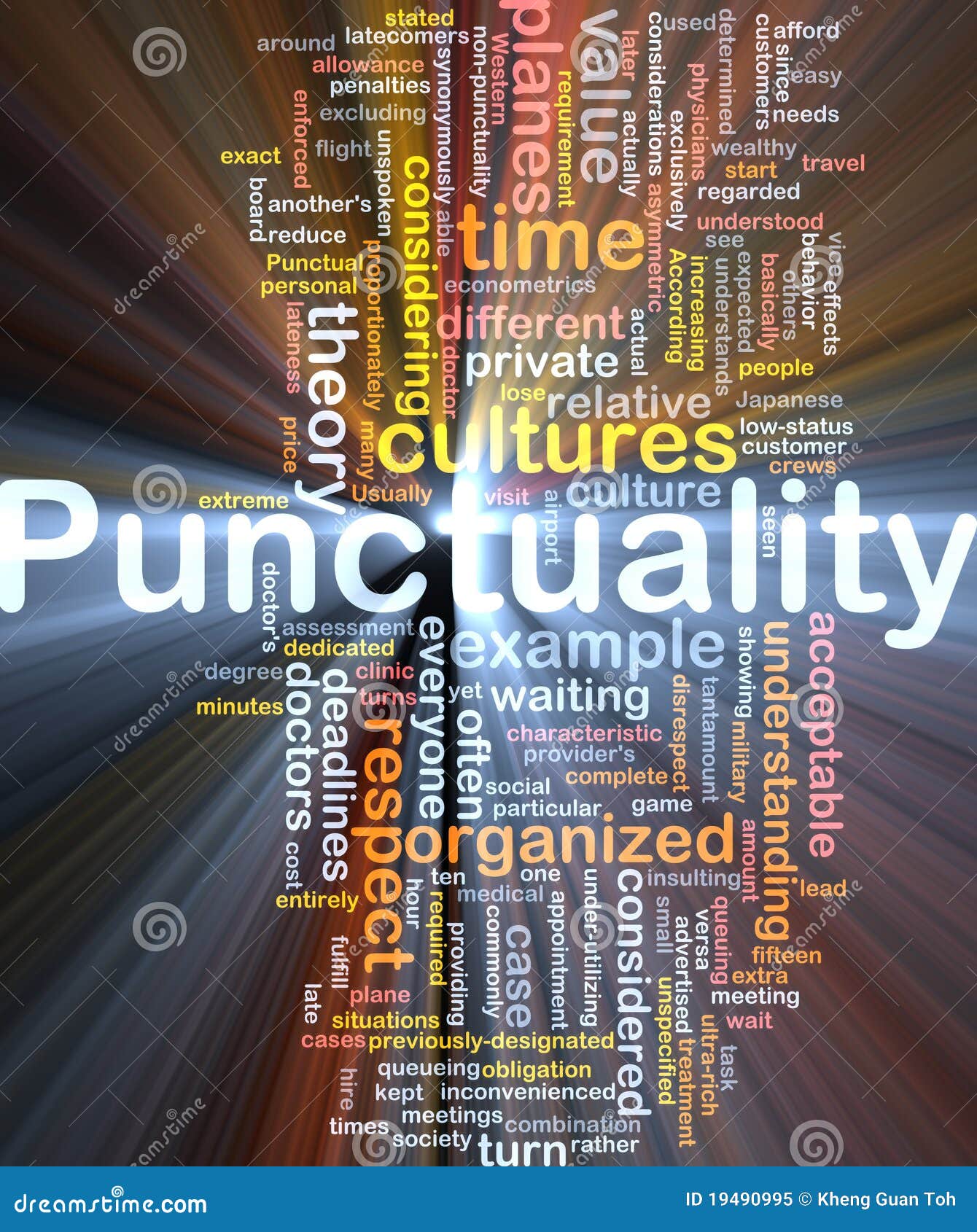Punctuality Background Concept Glowing Stock Illustration ...