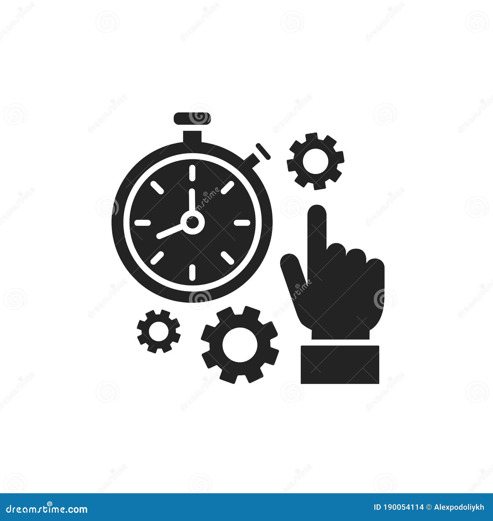 Punctuality Black Glyph Icon. Time Management. Timer and Deadline ...