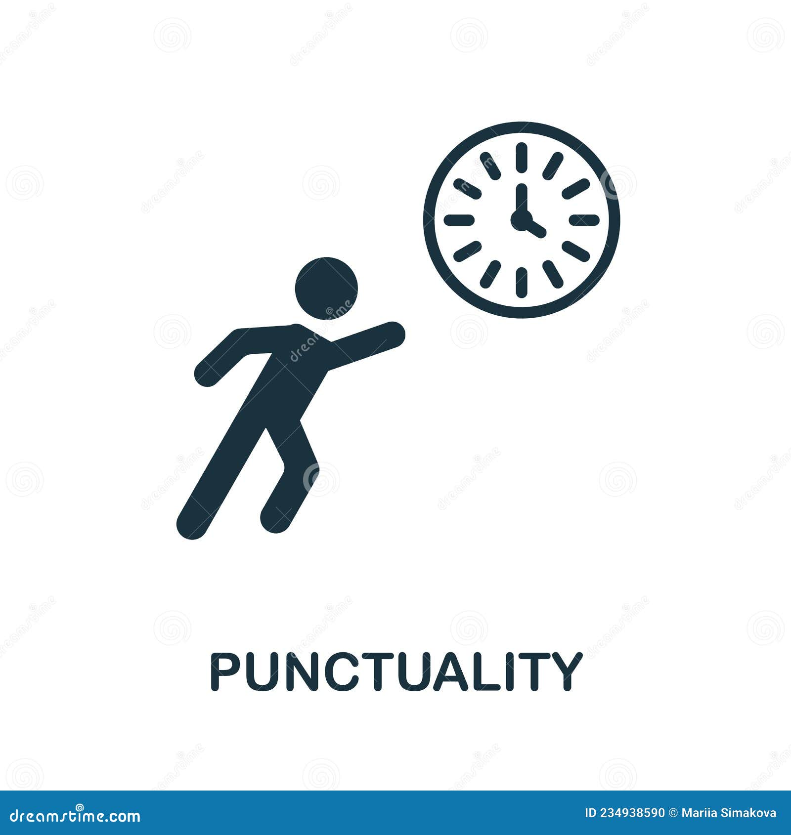 Punctuality Icon. Monochrome Sign from Work Ethic Collection. Creative ...