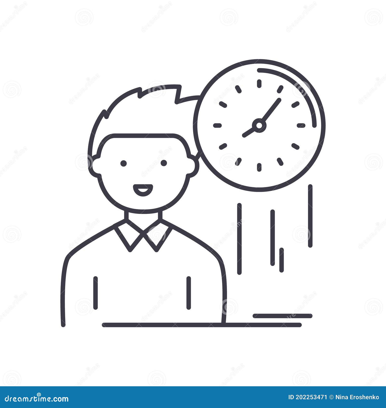 Punctuality Icon, Black Sign With Strokes, Concept Illustration ...