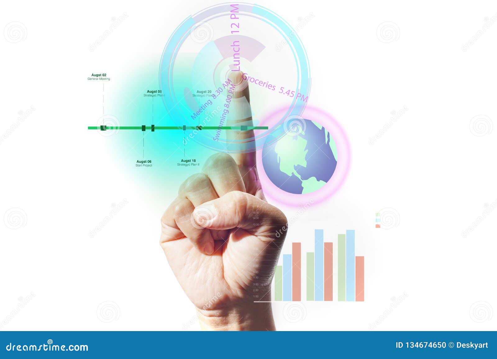 Punctuality Using Technology in Digital World. Finger Touching ...