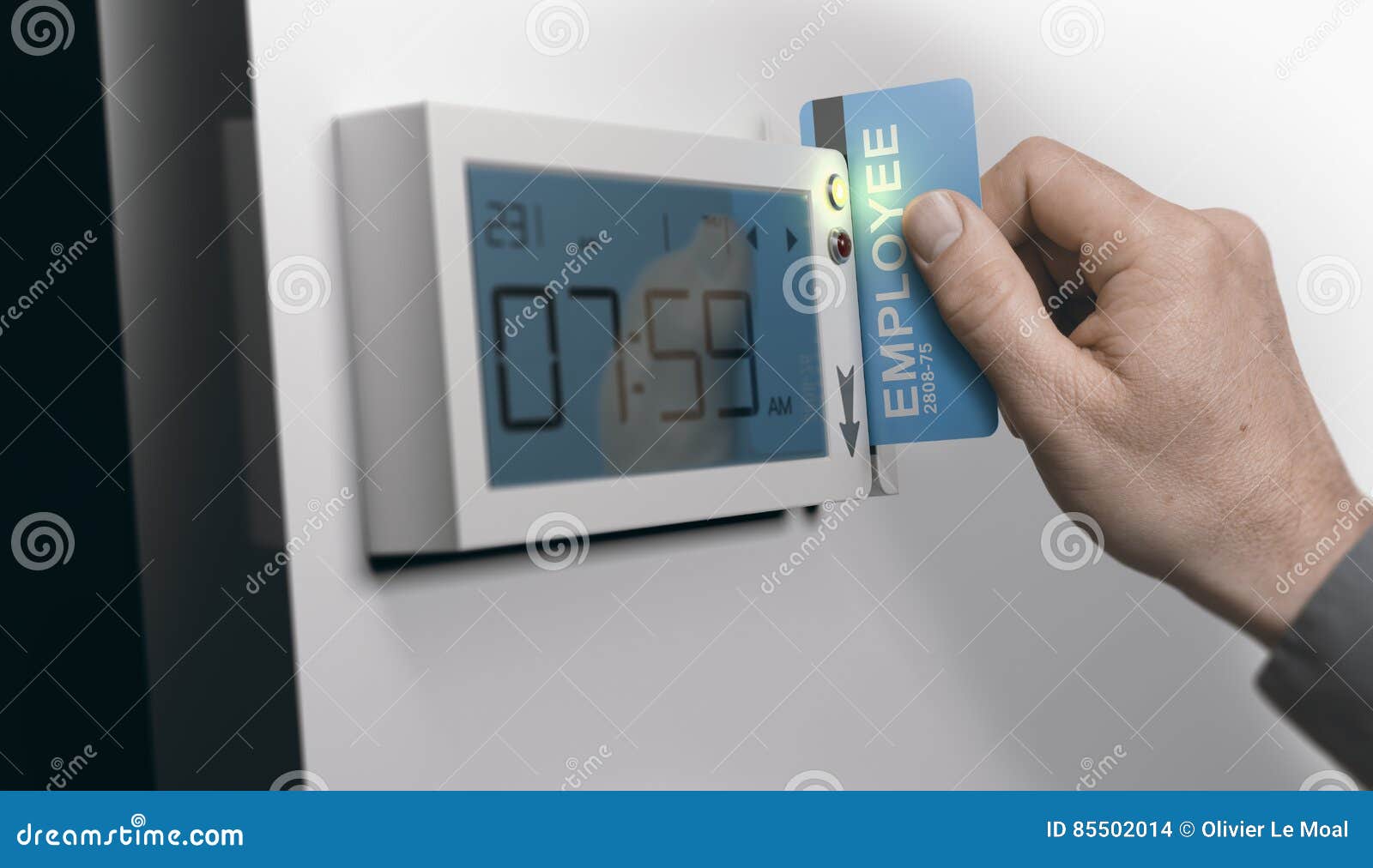 Punctuality at Work, Swipe-Card System Stock Illustration ...