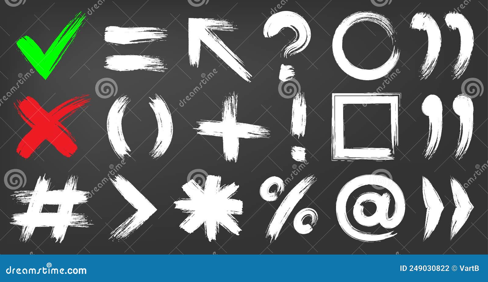 Punctuation Check Mark Sign Ink Chalk Flat Set Stock Vector ...