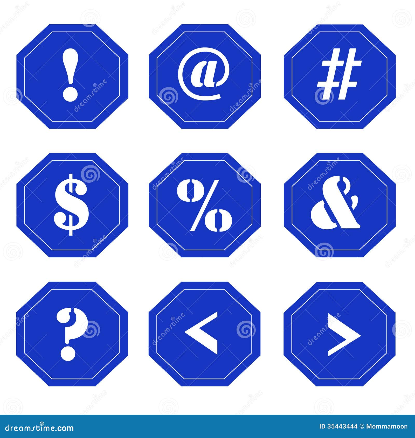 Punctuation Marks on Blue Signs Stock Illustration - Illustration of ...