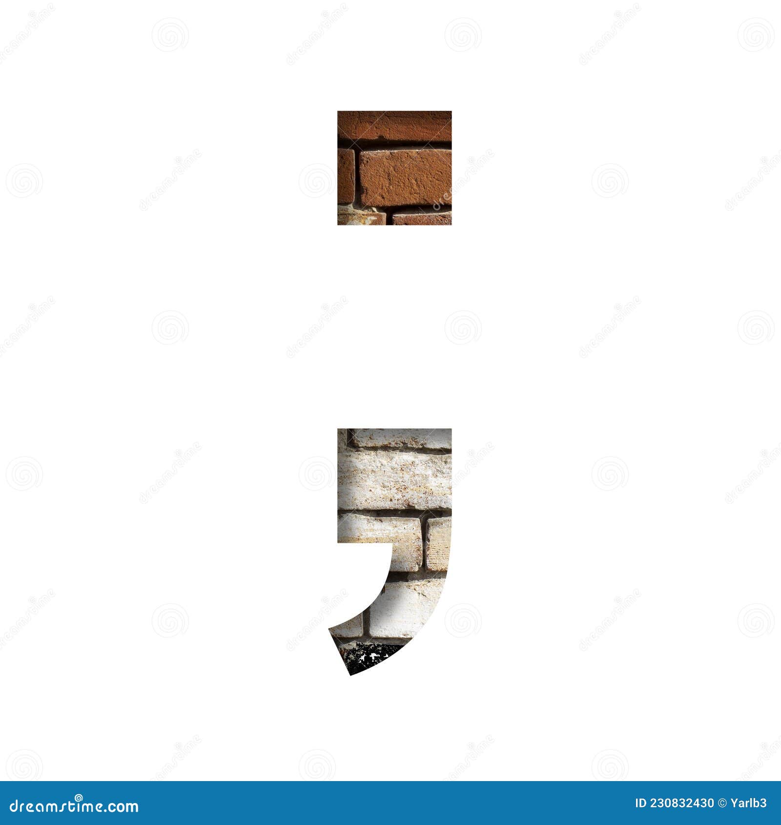 Punctuation Marks Dot and Comma on the Background of an Old Brick Wall ...