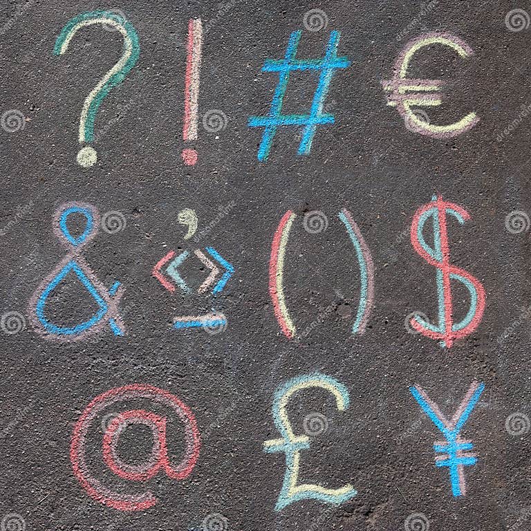 Punctuation Marks, Mathematical & Currency Symbols Stock Image - Image ...
