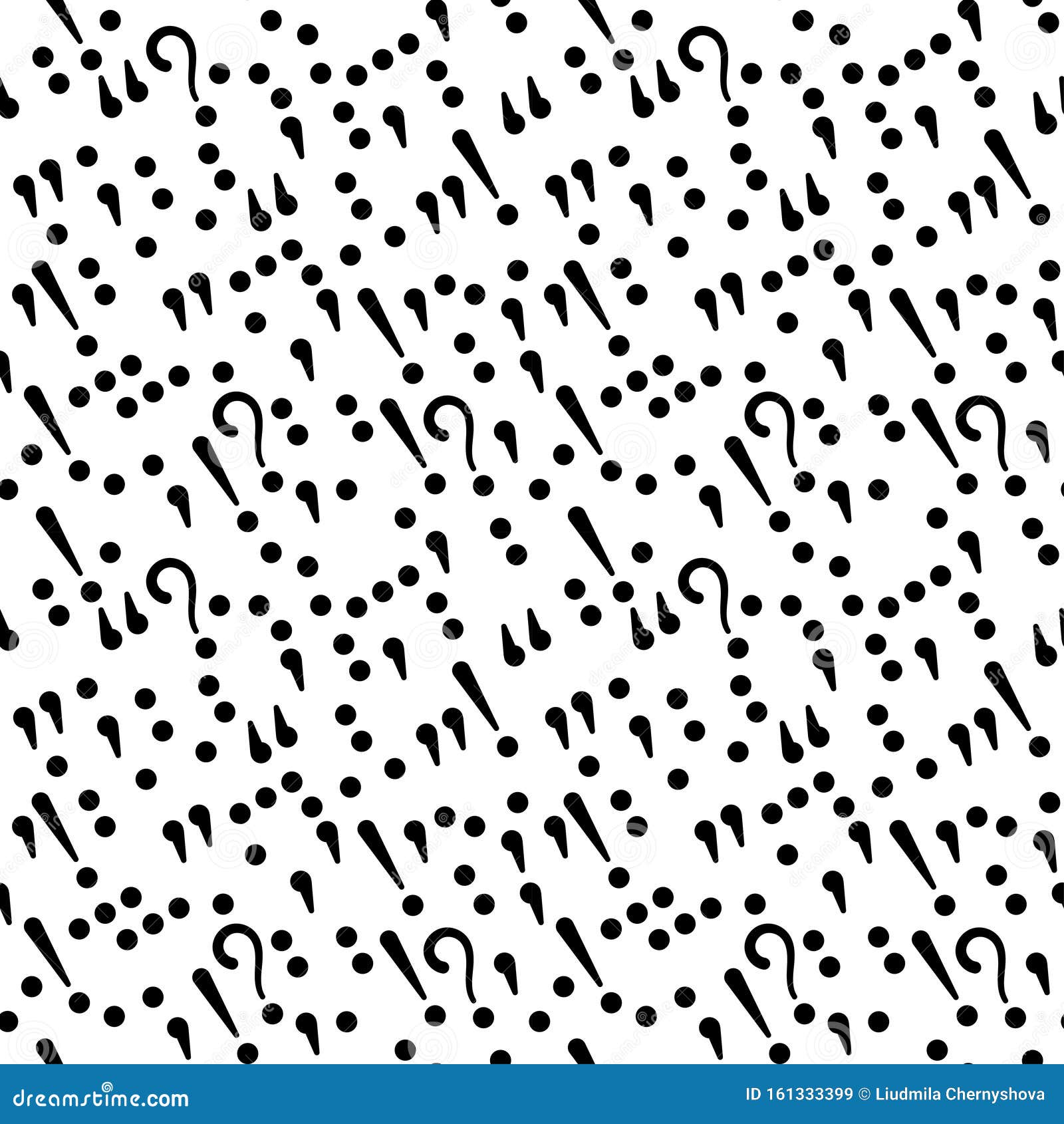 Punctuation Marks Seamless Pattern on White Background. Simple Vector ...