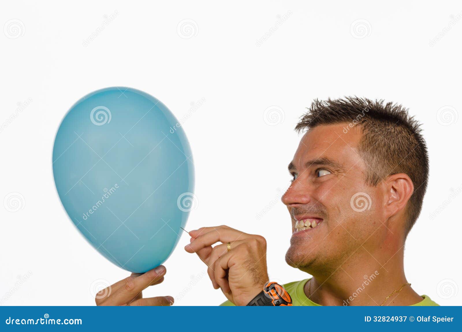 Puncturing a balloon stock image. Image of latino, needle - 32824937